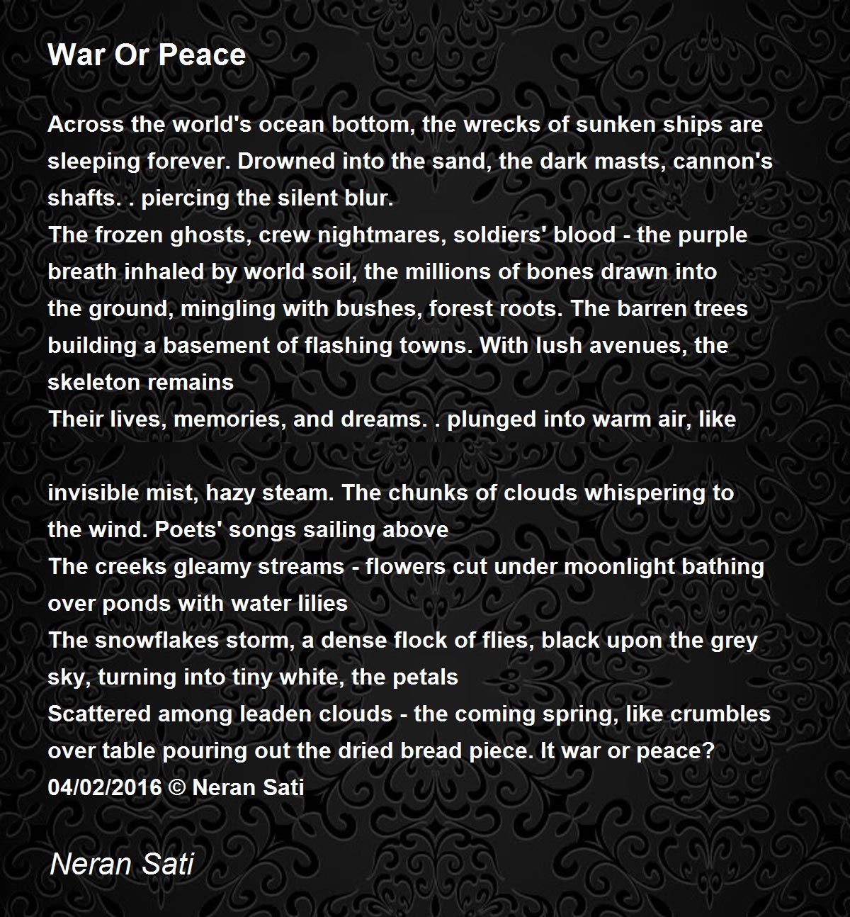 War And Peace Poem
