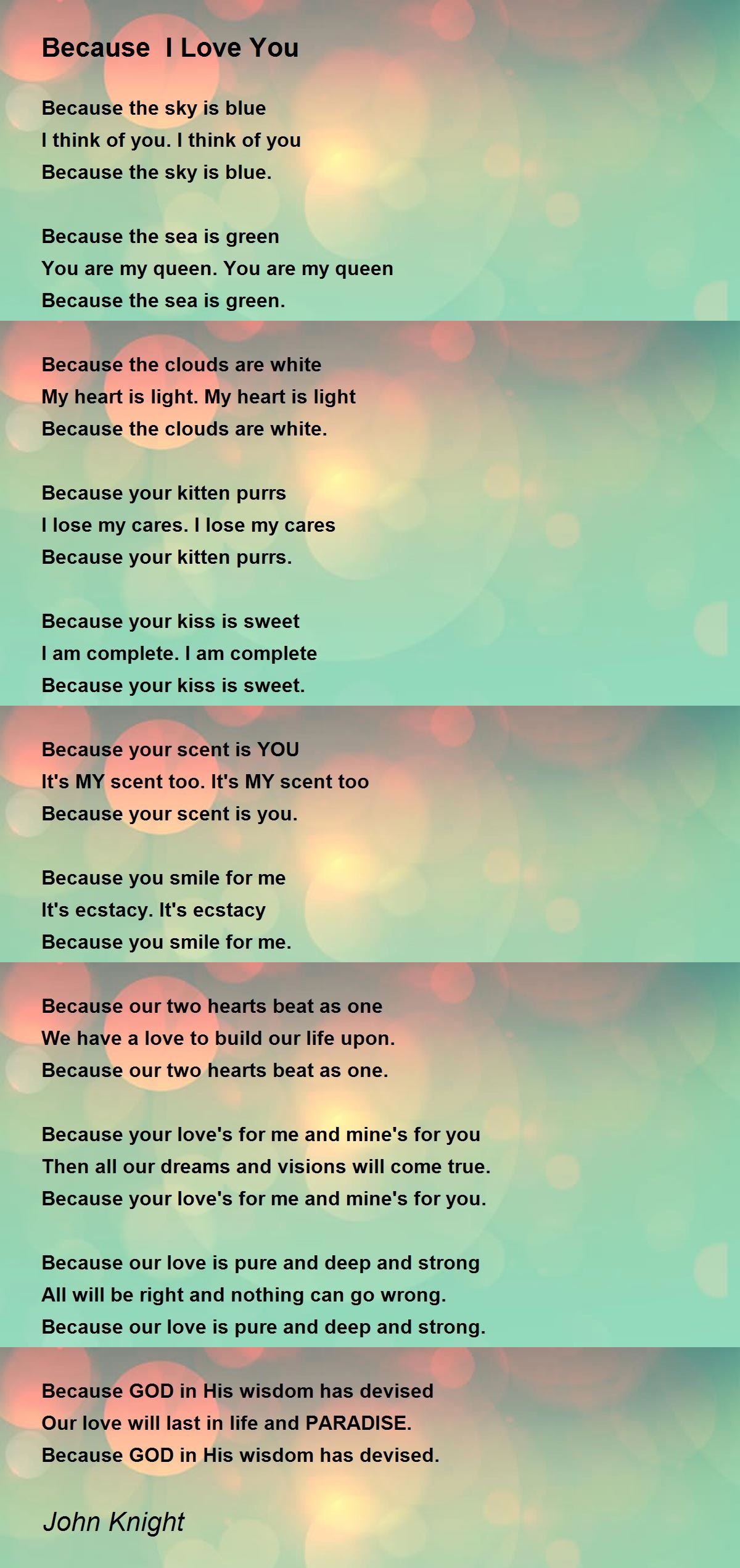 Just Because Love Poem