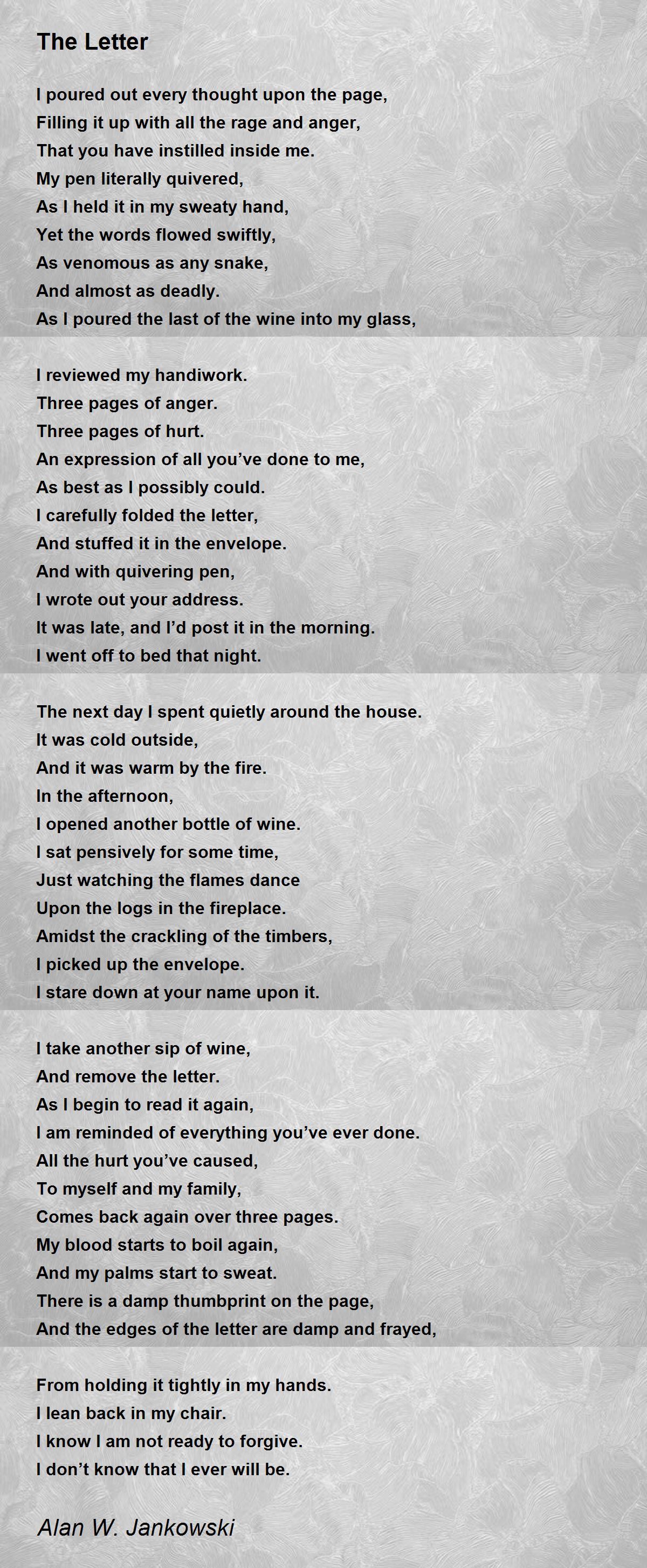 The Letter - The Letter Poem by Alan W. Jankowski