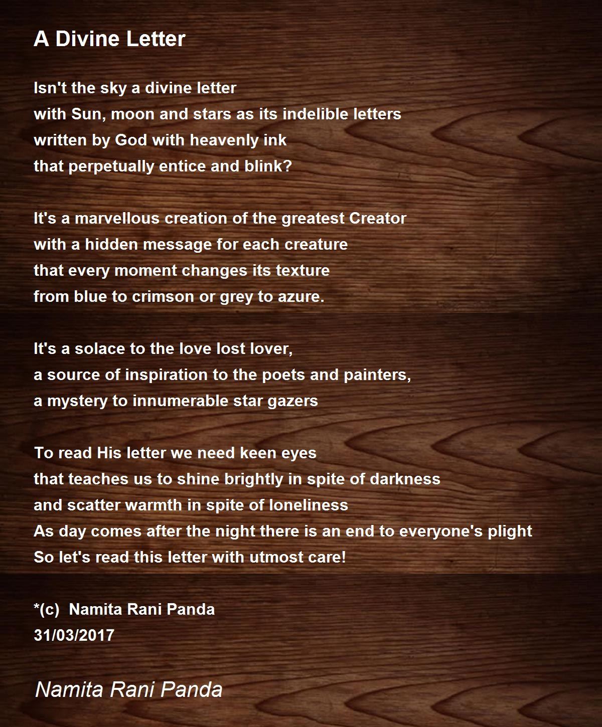 A Divine Letter - A Divine Letter Poem by Namita Rani Panda