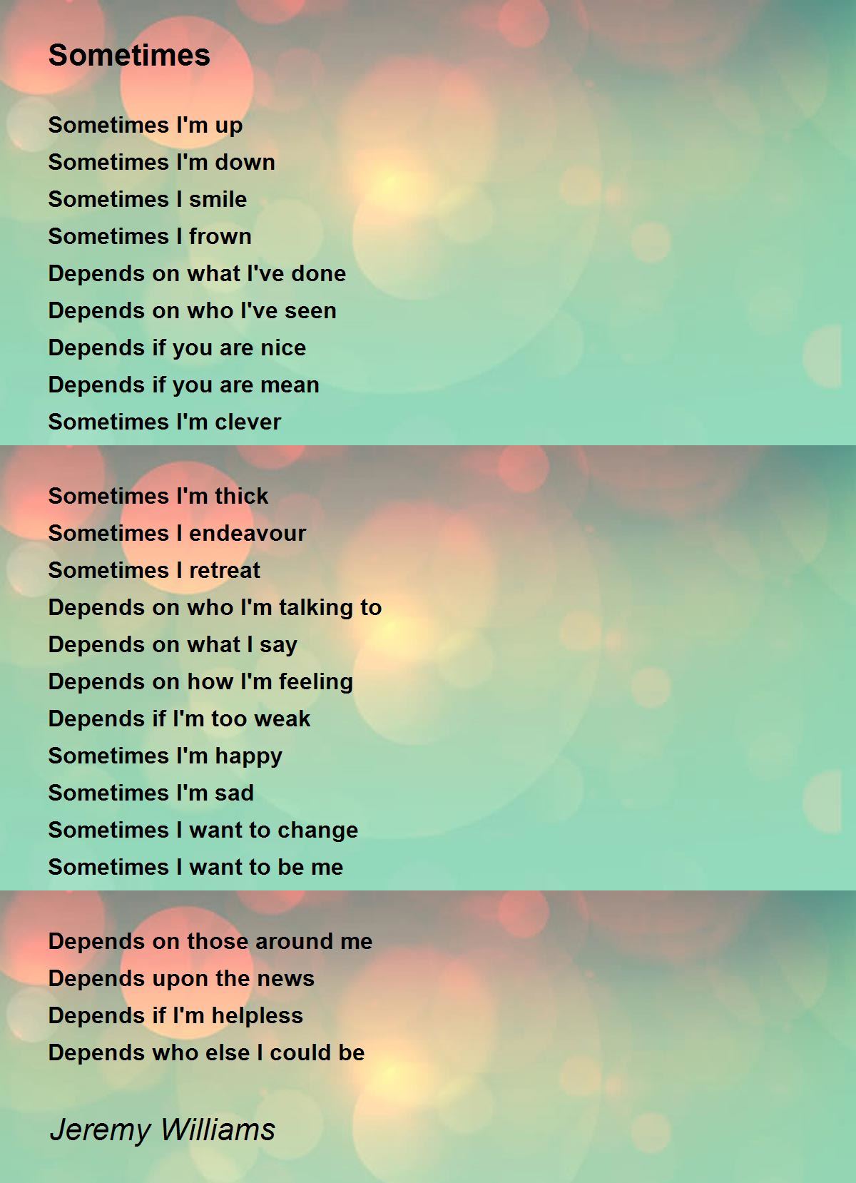 Poems For Sometimes