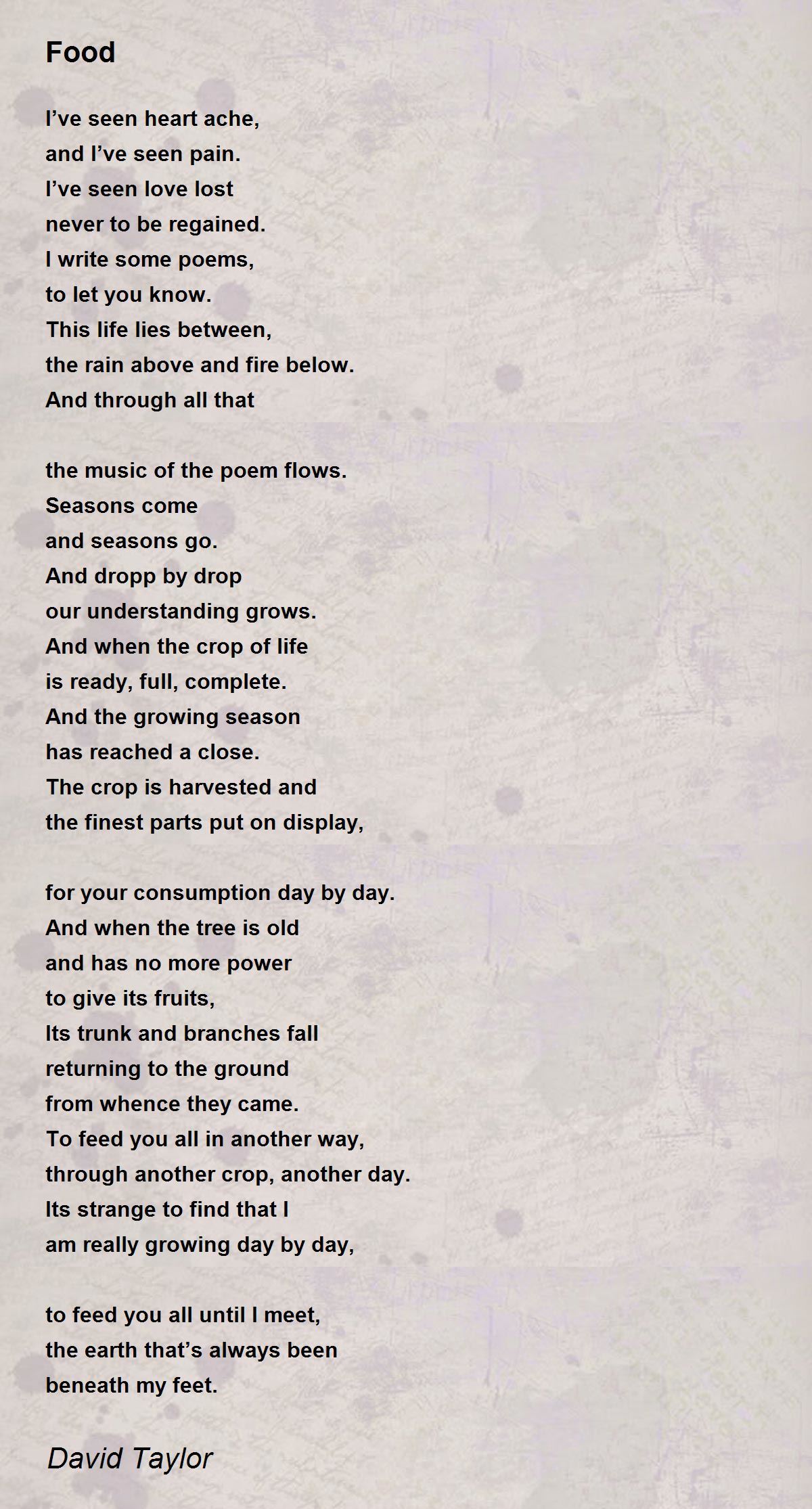 Food by David Taylor - Food Poem