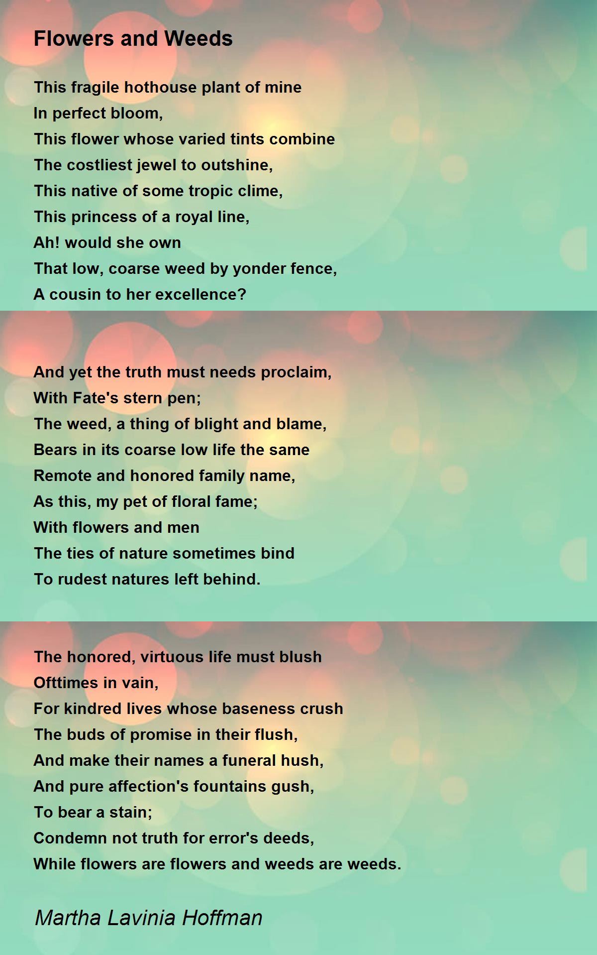 Poem Weeds Flowers at William Ashbolt blog