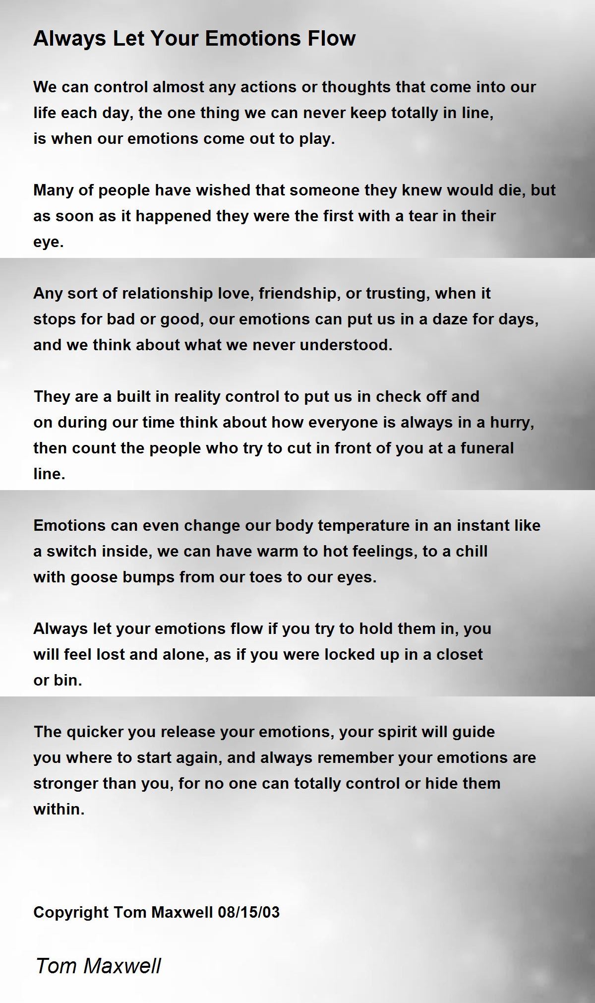 Always Let Your Emotions Flow - Always Let Your Emotions Flow Poem by ...