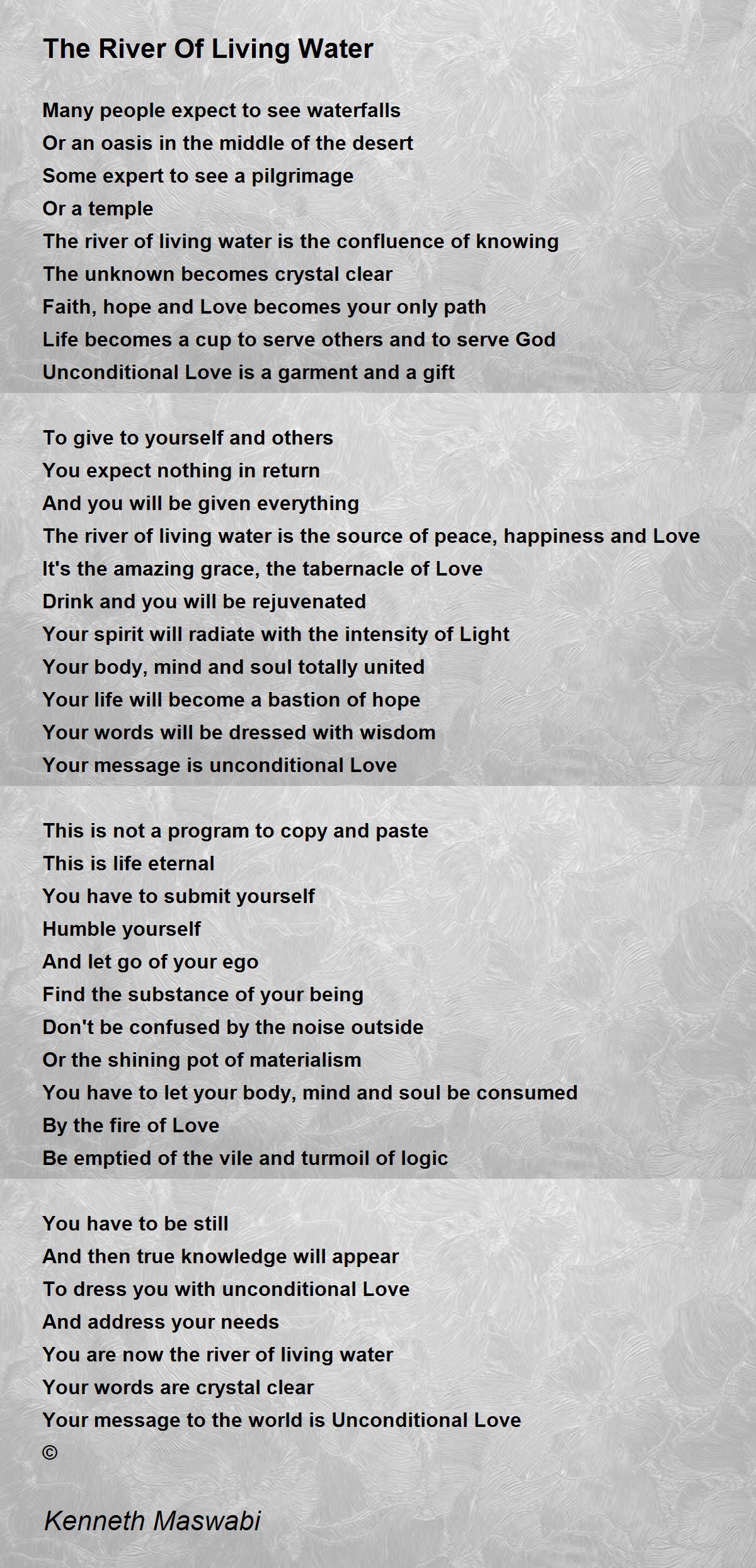 Living Water Poem By William Cowper - Save Water Poem In English Water ...