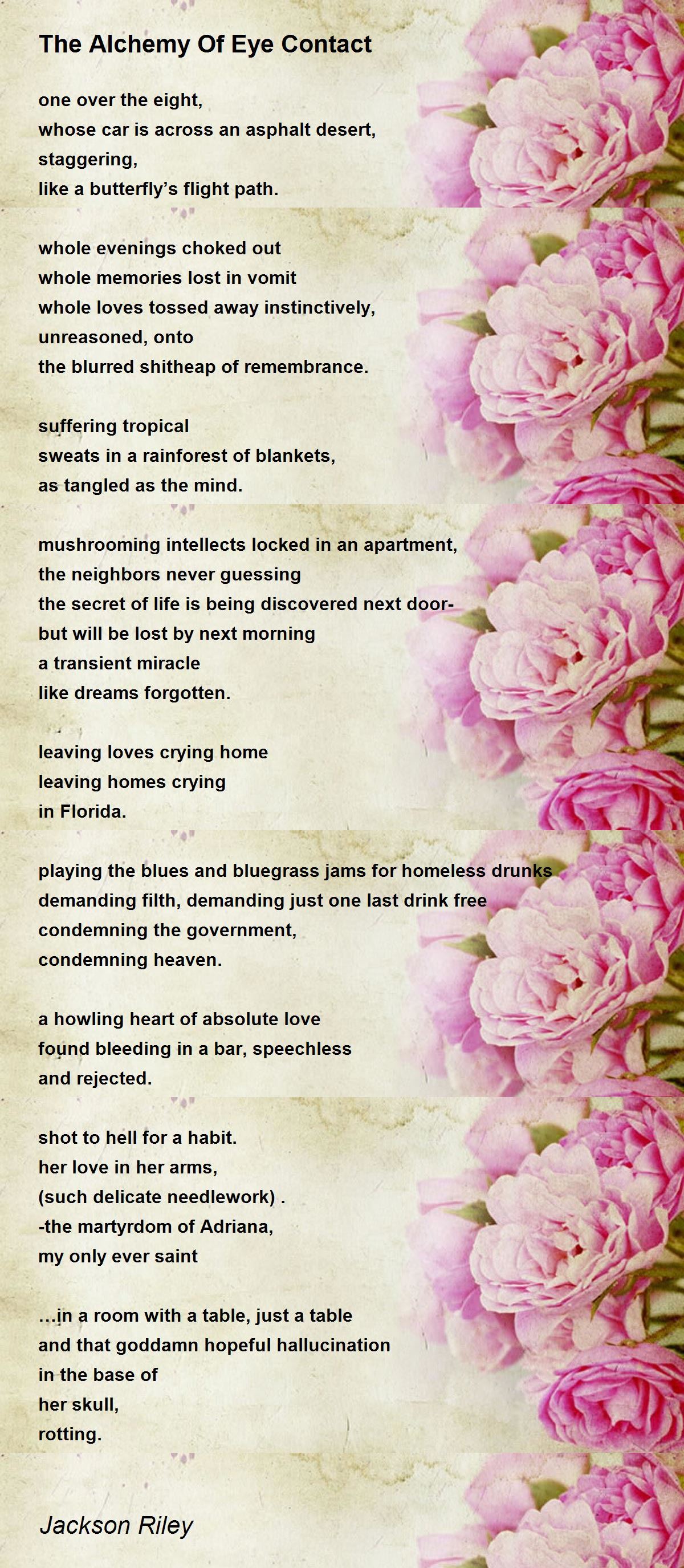 The Alchemy Of Eye Contact - The Alchemy Of Eye Contact Poem by Jackson ...