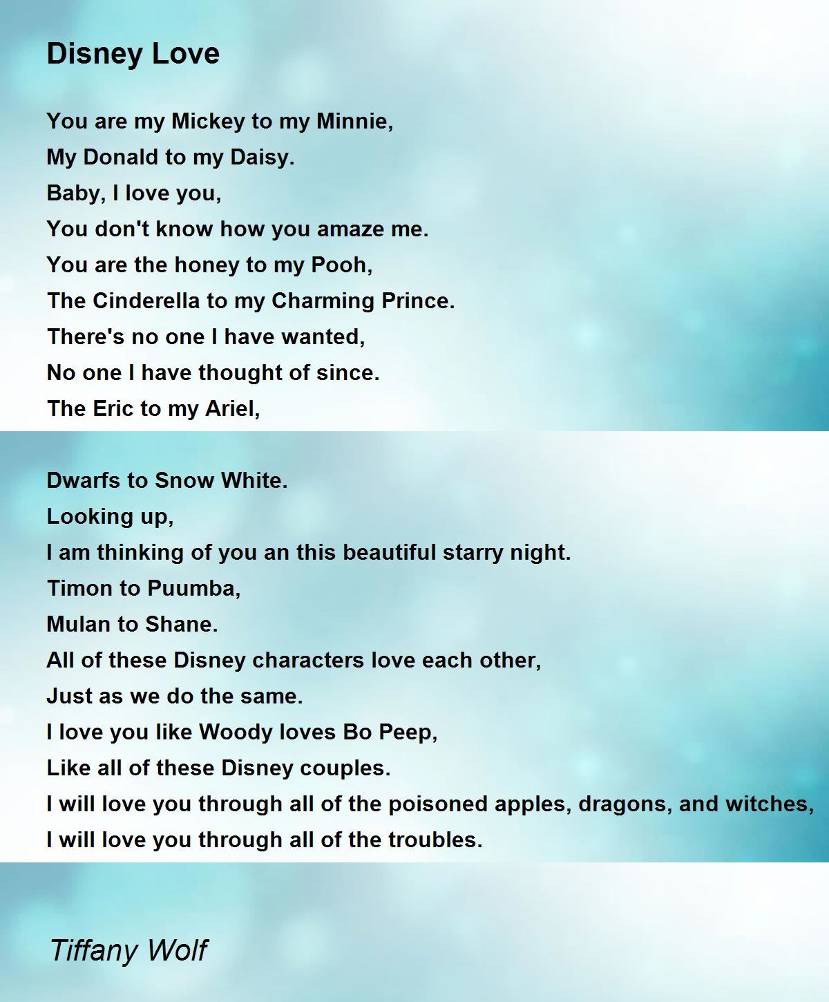 Disney Couples Poems Disney Love Poems