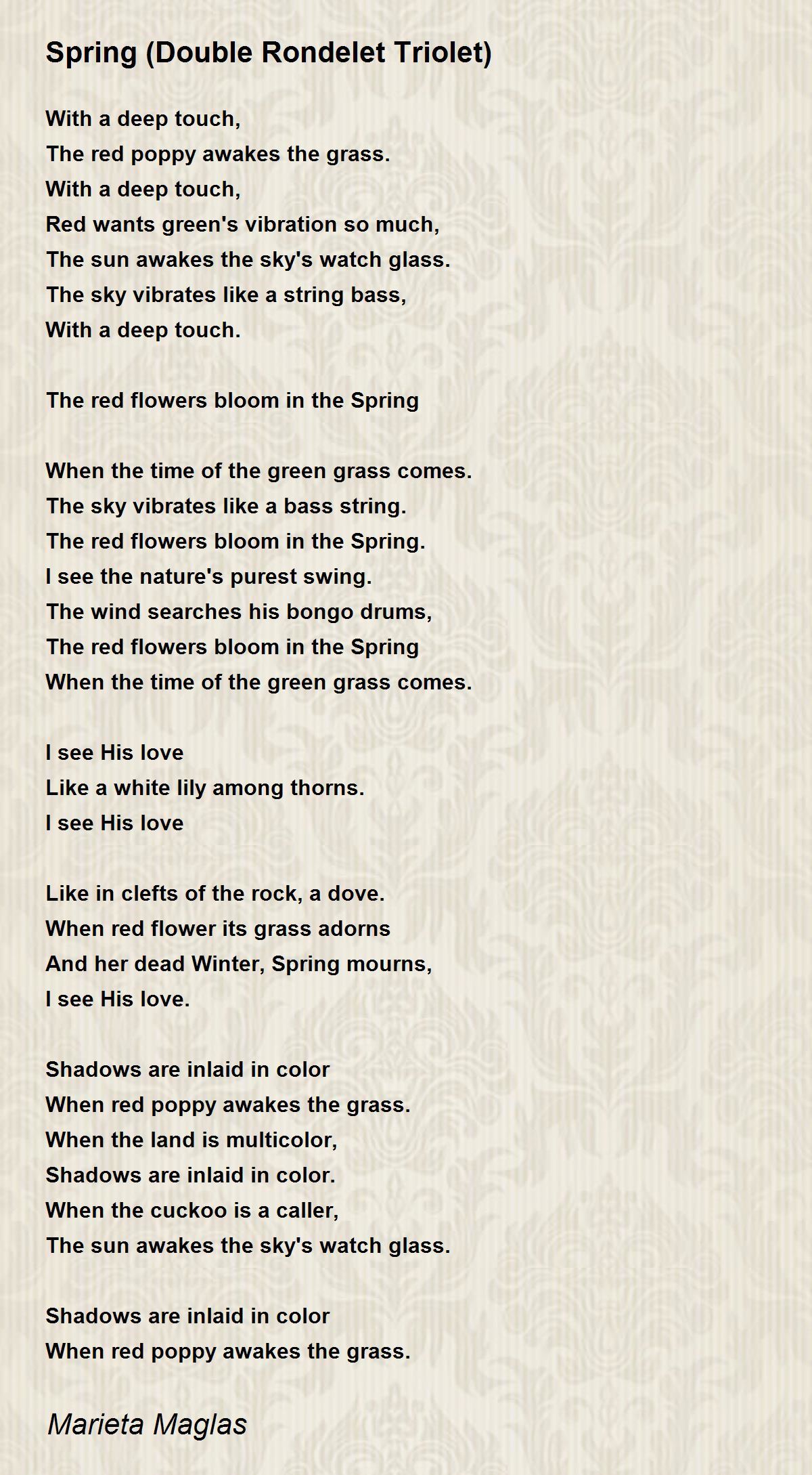 Spring (Double Rondelet Triolet) by Marieta Maglas - Spring (Double ...