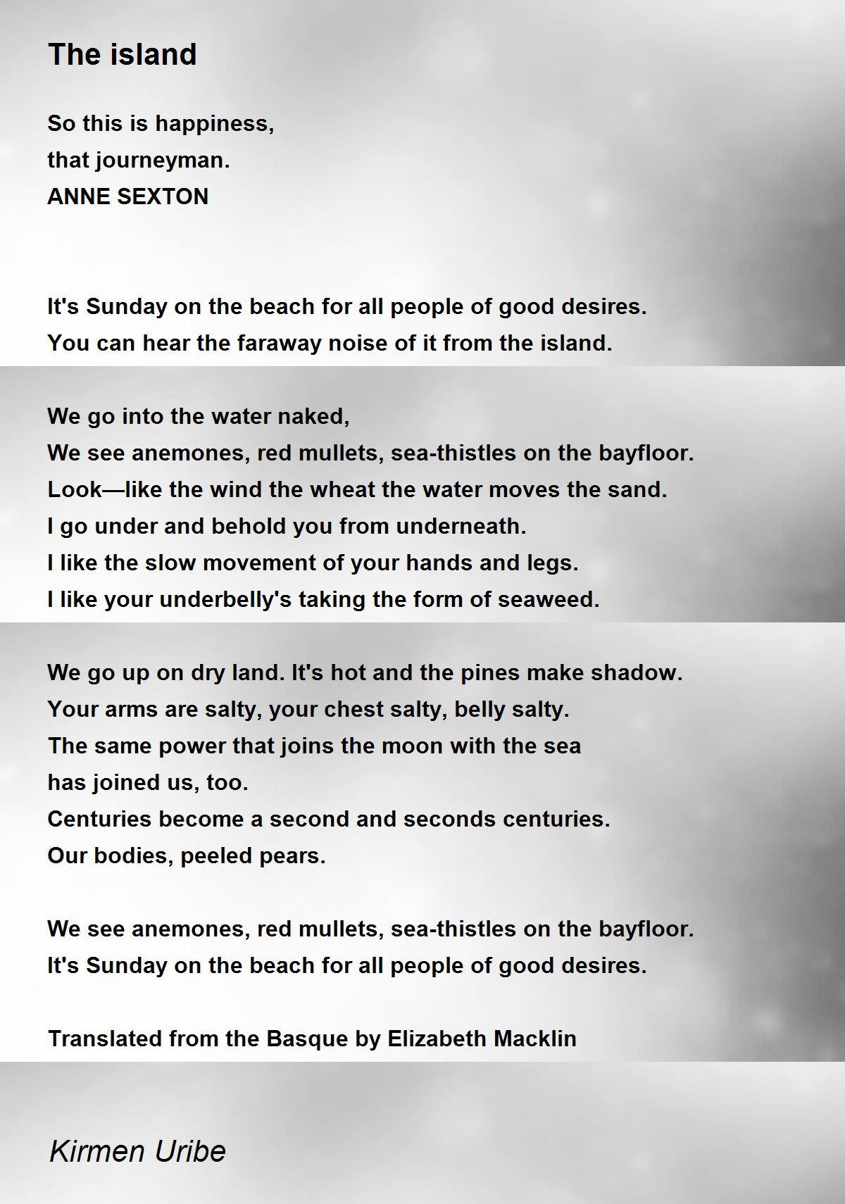 The island by Kirmen Uribe - The island Poem