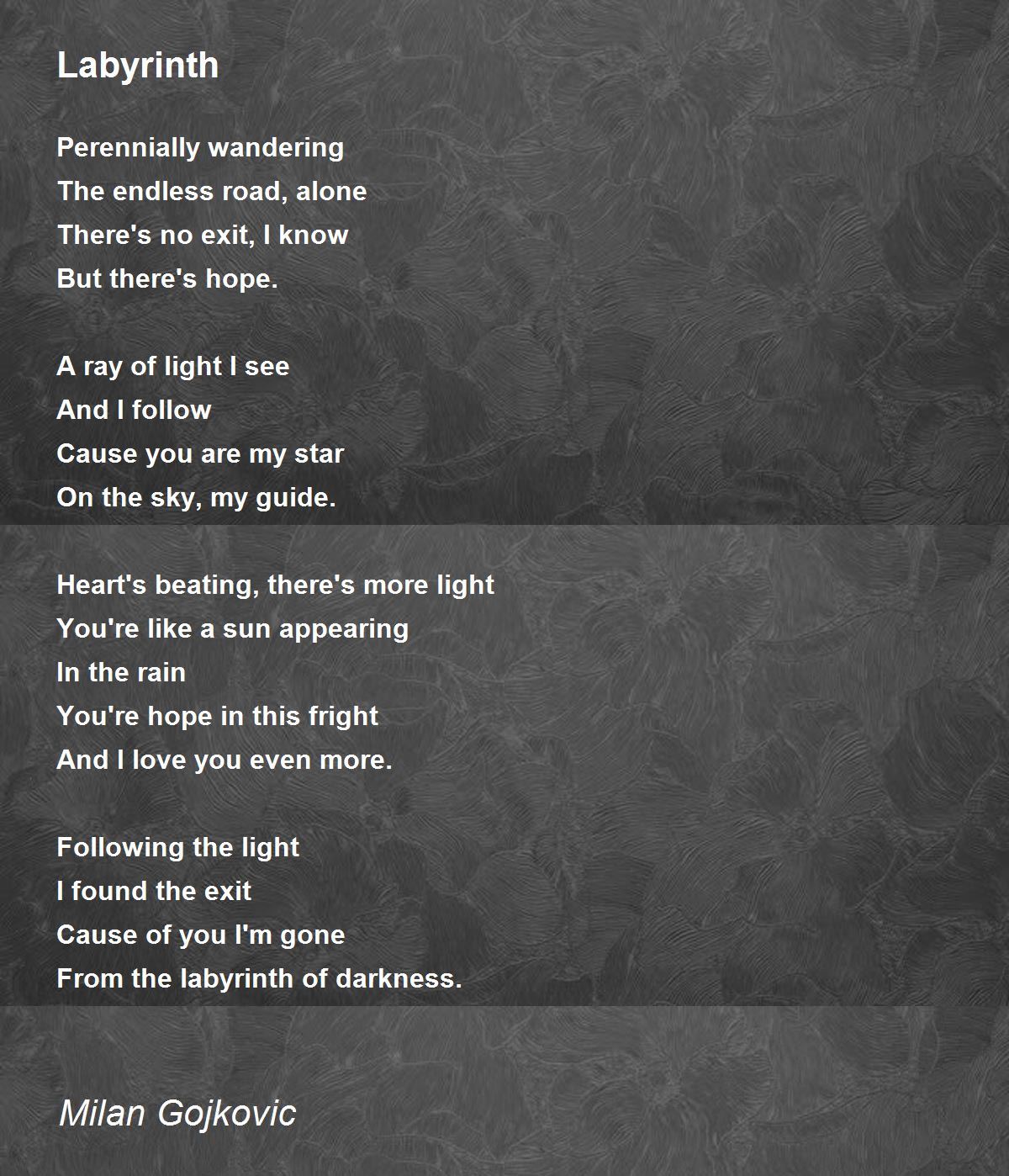 Labyrinth by Milan Gojkovic - Labyrinth Poem