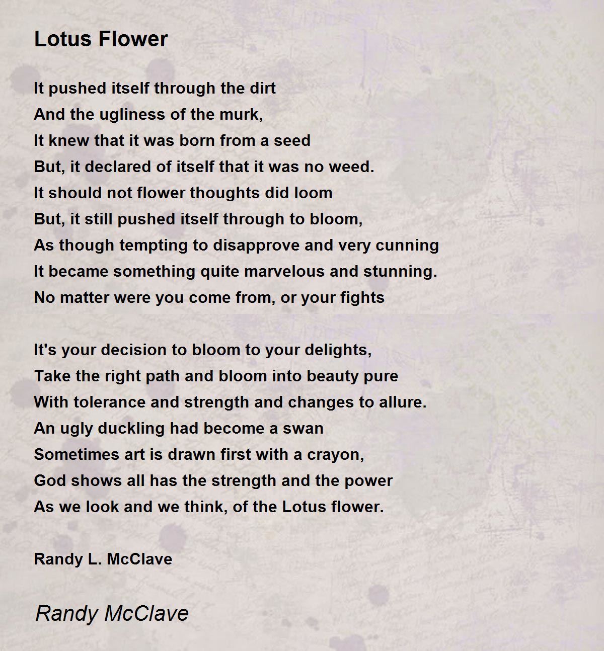 Lotus Flower - Lotus Flower Poem by Randy McClave