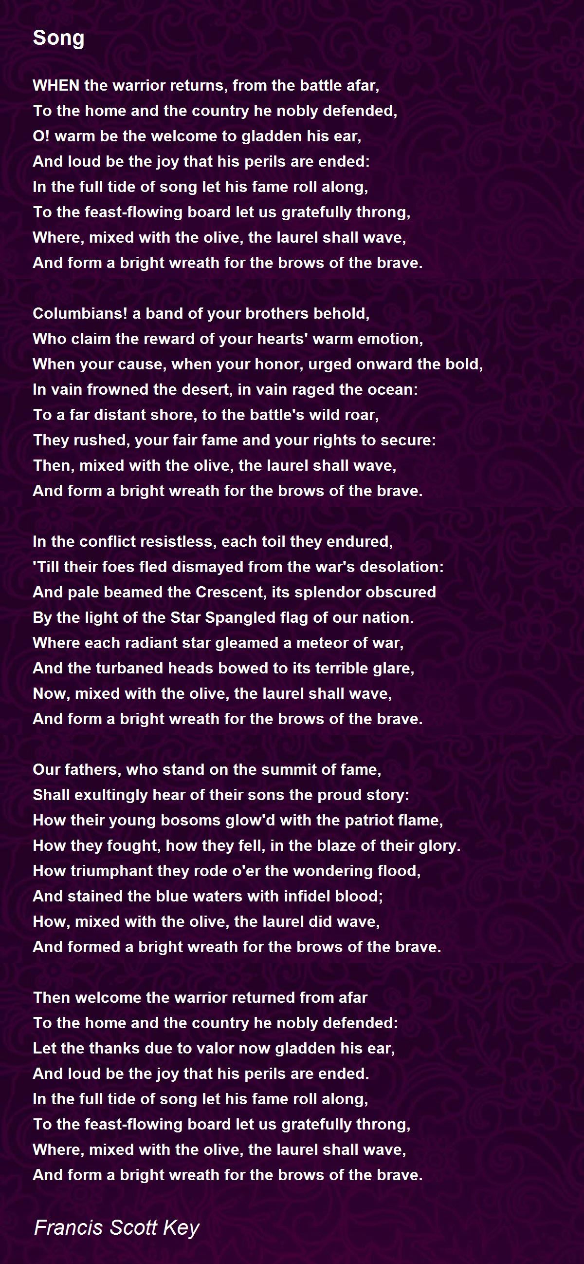 Song Poem by Francis Scott Key - Poem Hunter