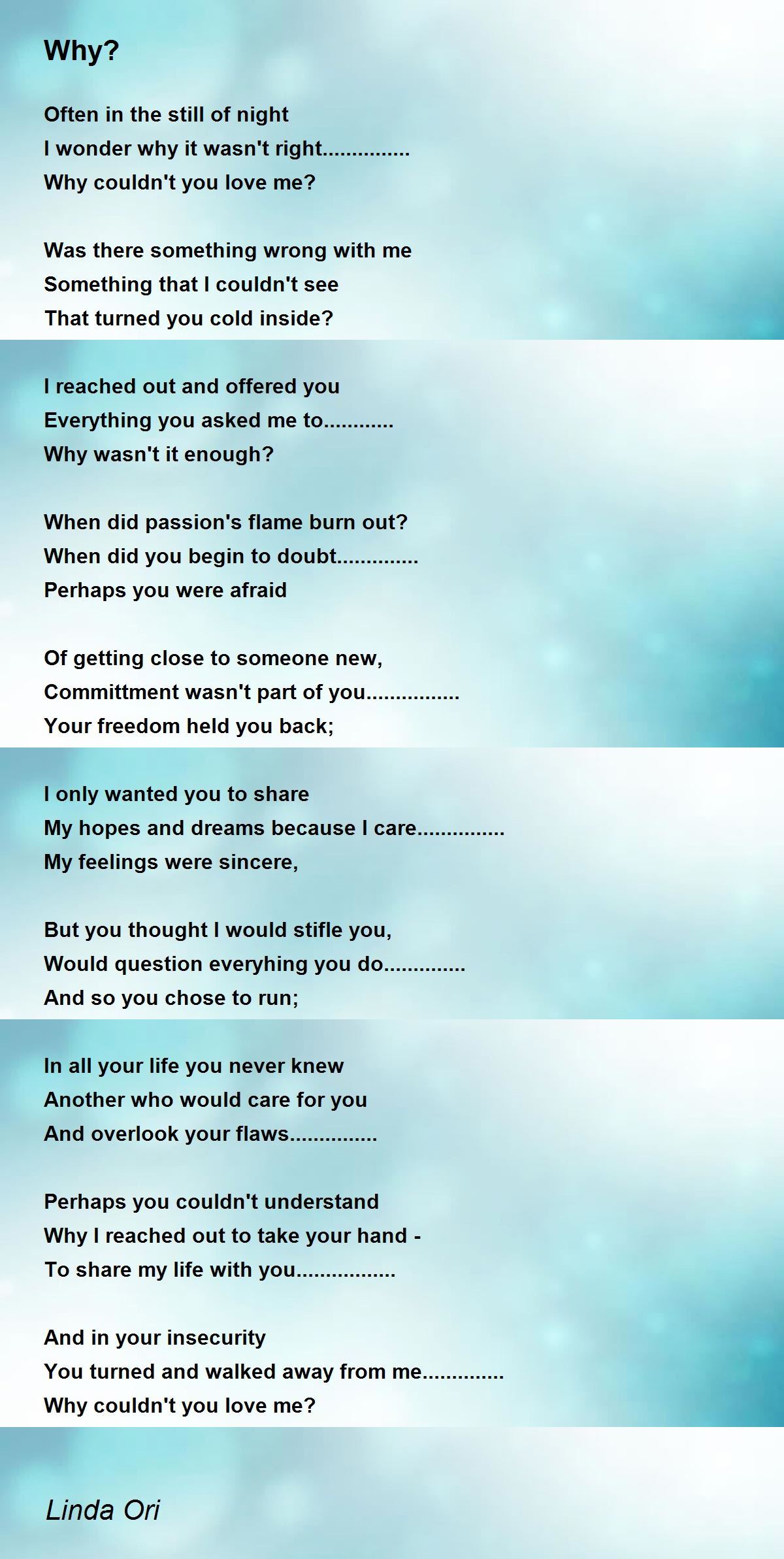 Why? Poem by Linda Ori - Poem Hunter