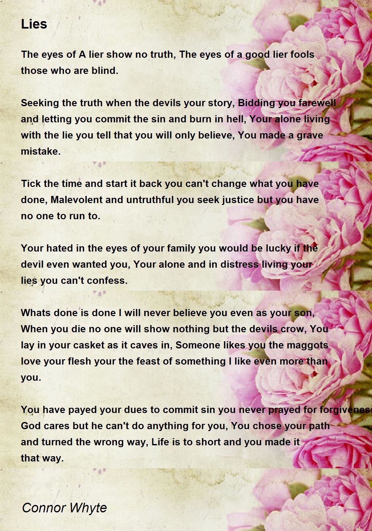 Lies Poem by Connor Whyte - Poem Hunter