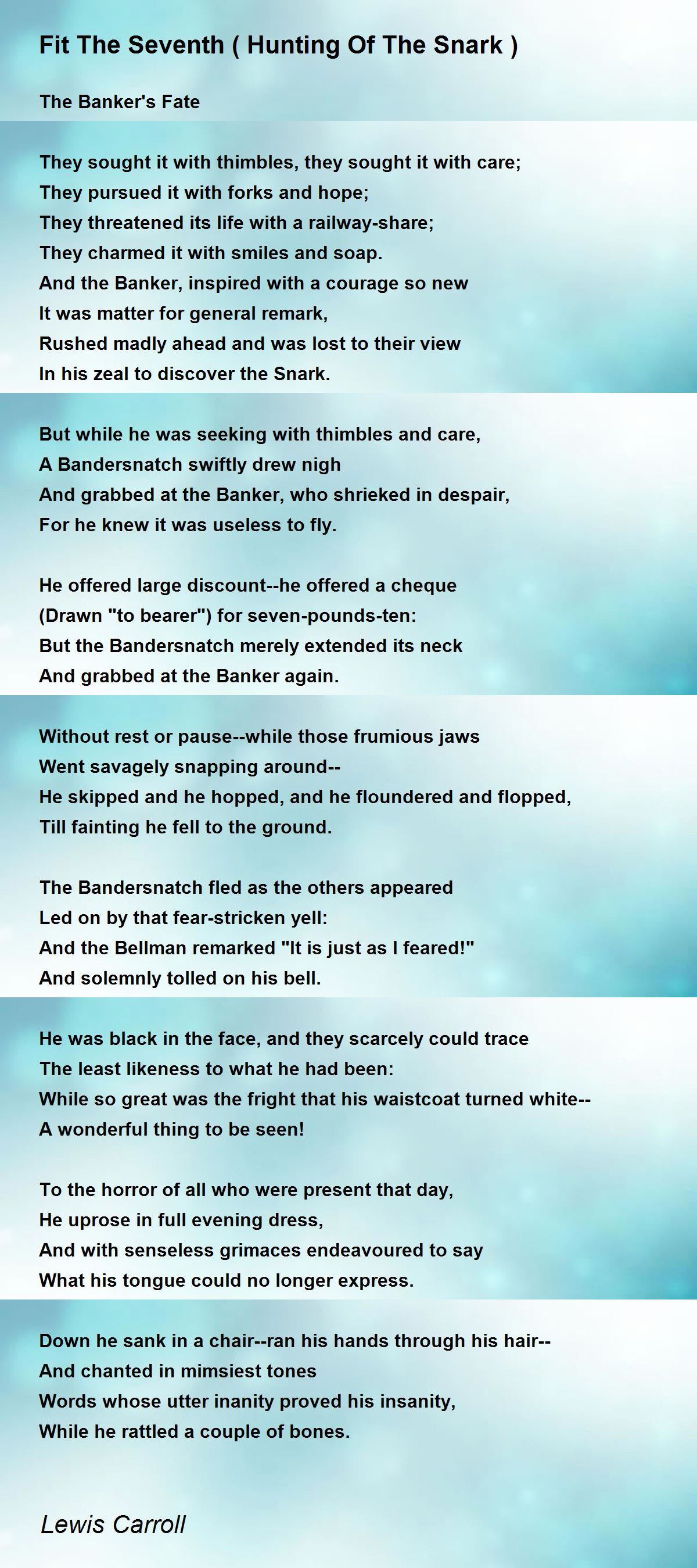 Fit The Seventh ( Hunting Of The Snark ) Poem by Lewis Carroll - Poem ...