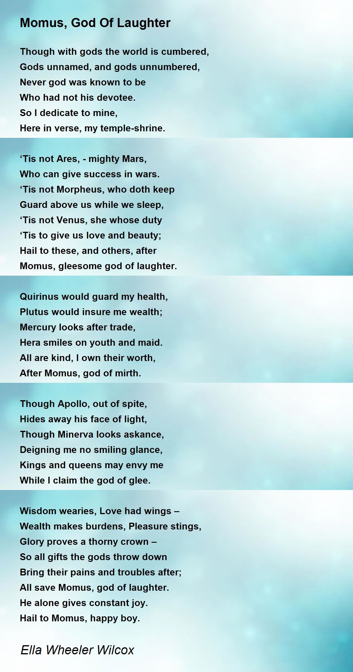 Momus, God Of Laughter - Momus, God Of Laughter Poem by Ella Wheeler Wilcox