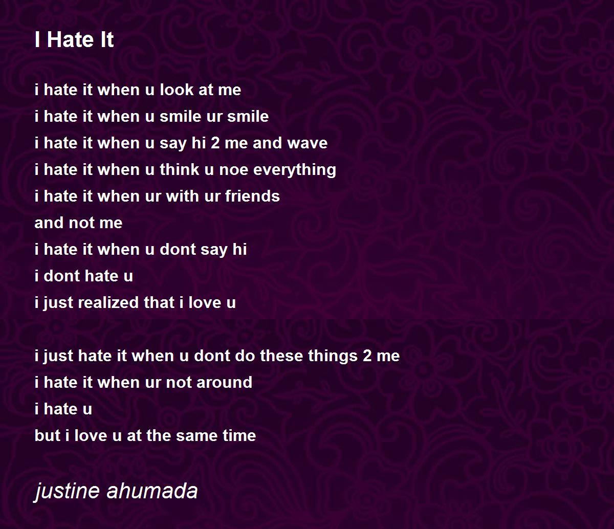 I Hate U Poems Quotes