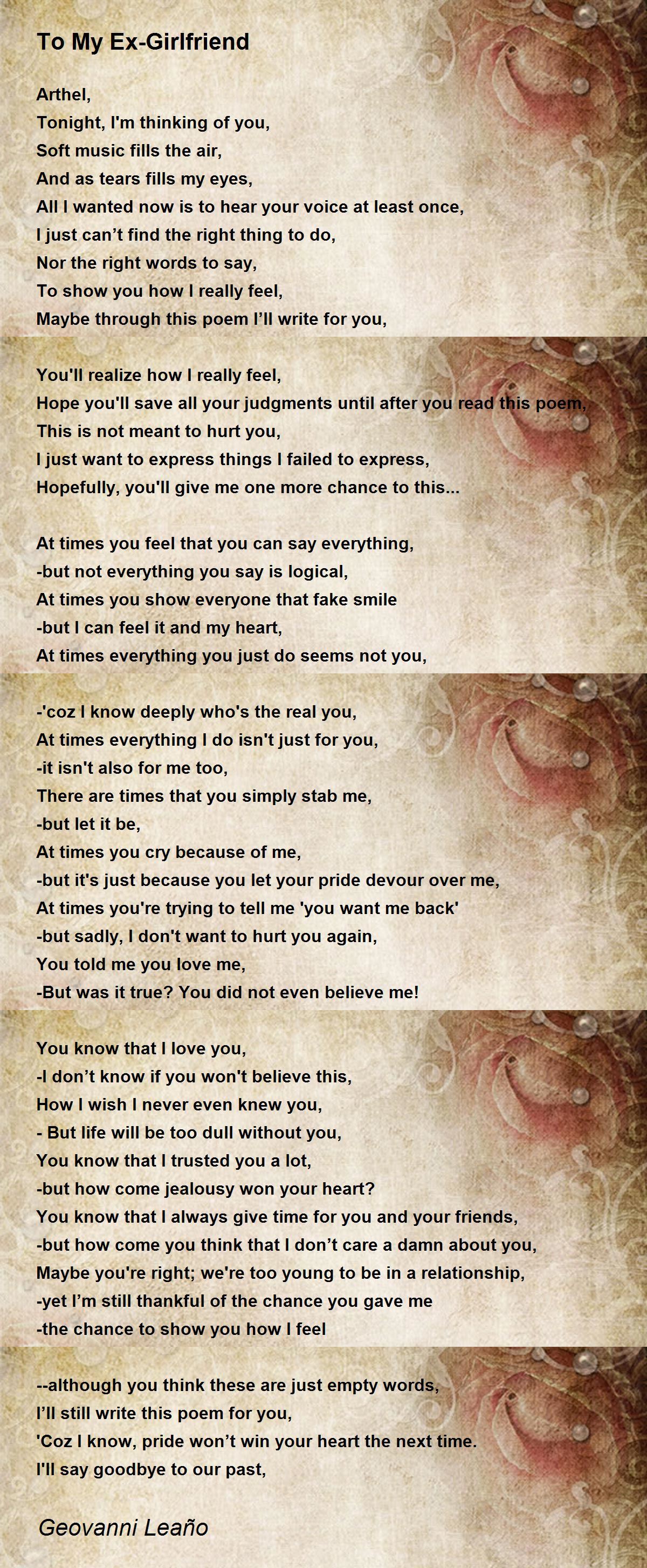 A Love Poem To My Ex Girlfriend | Sitedoct.org