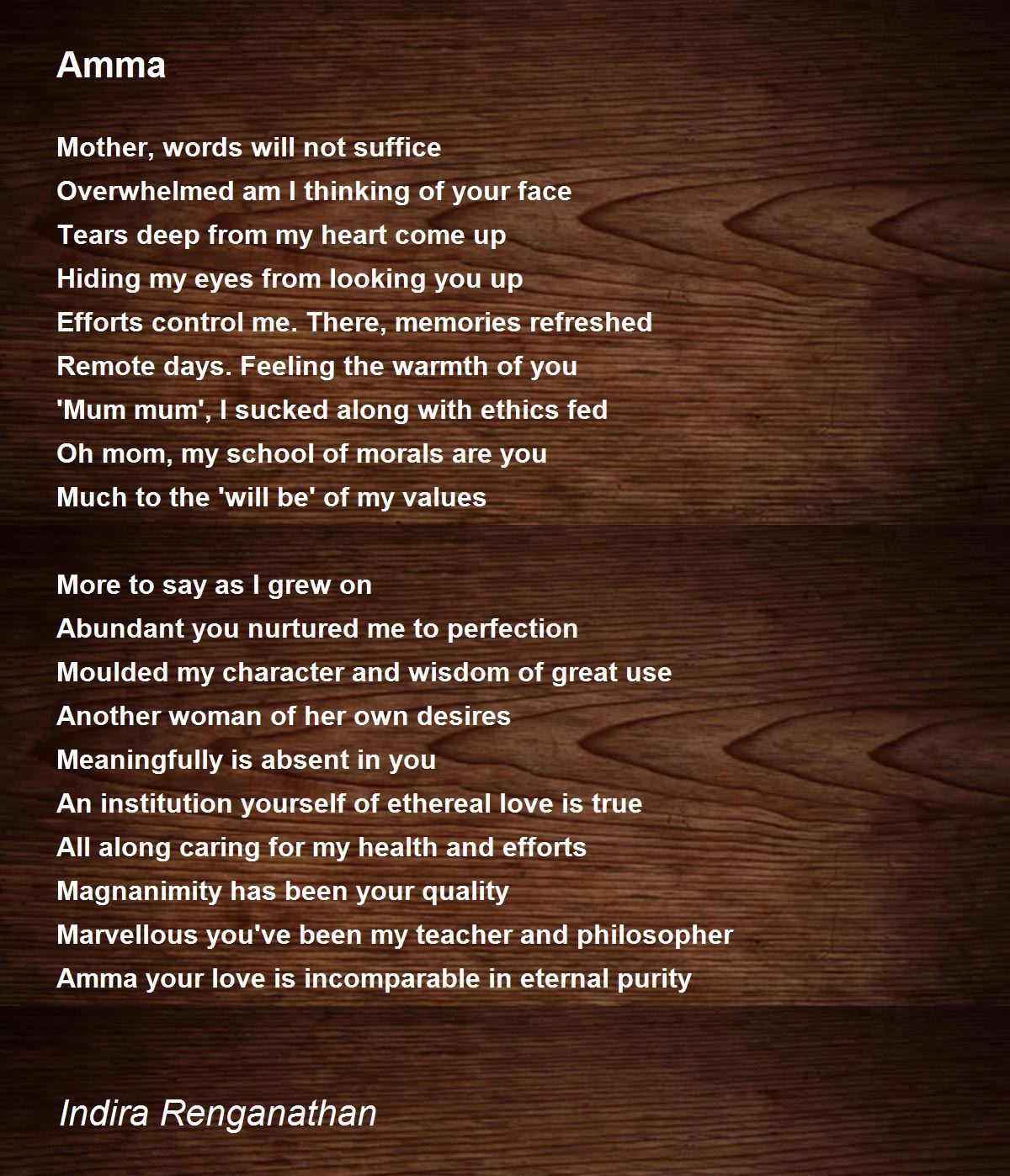 Amma Poem by Indira Renganathan - Poem Hunter