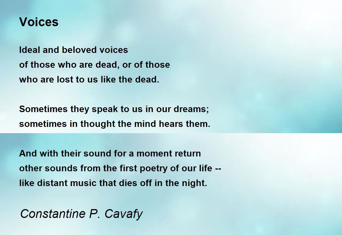 Voices Poem by Constantine P. Cavafy - Poem Hunter