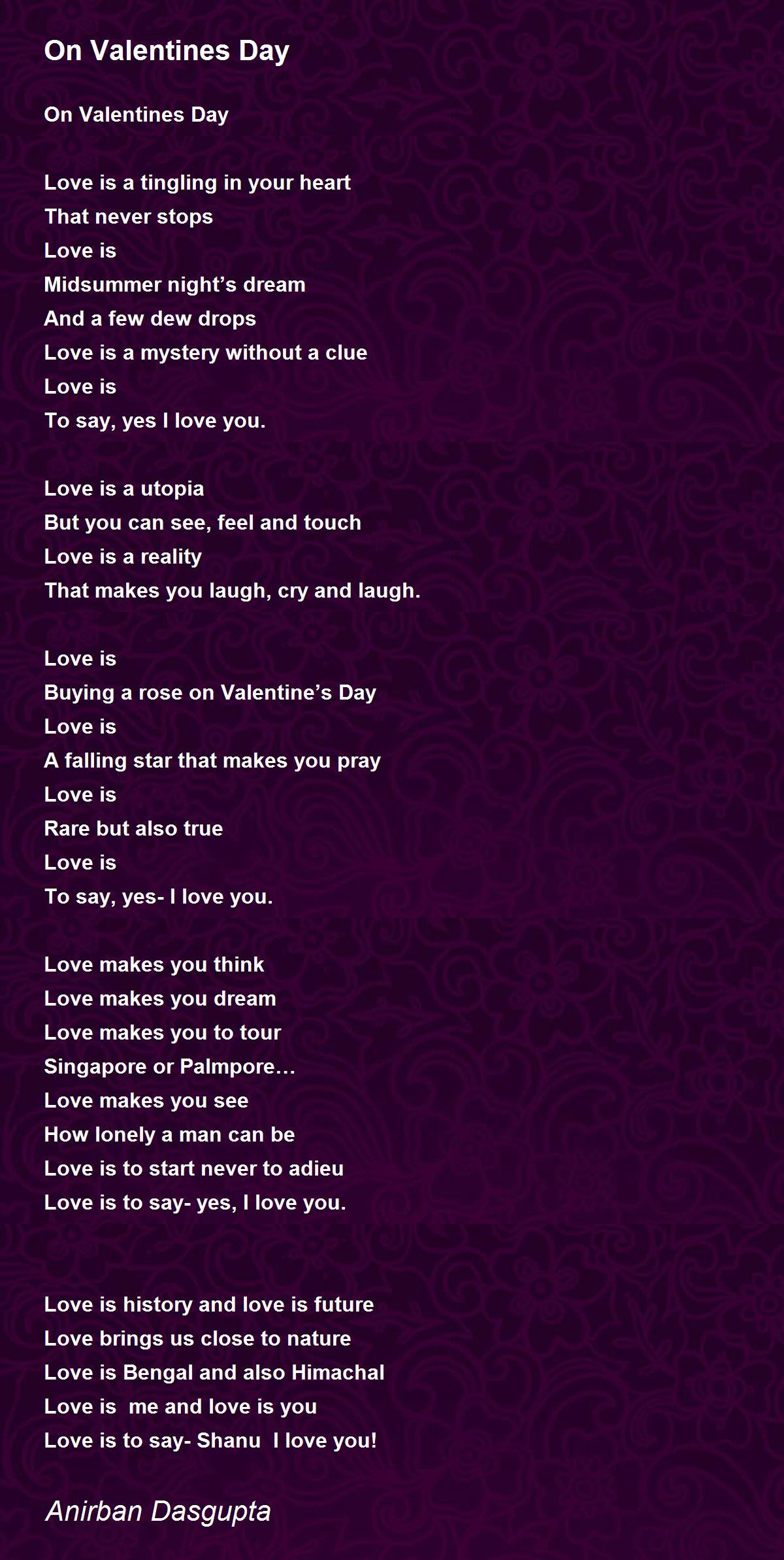 Poemas De Valentines Day