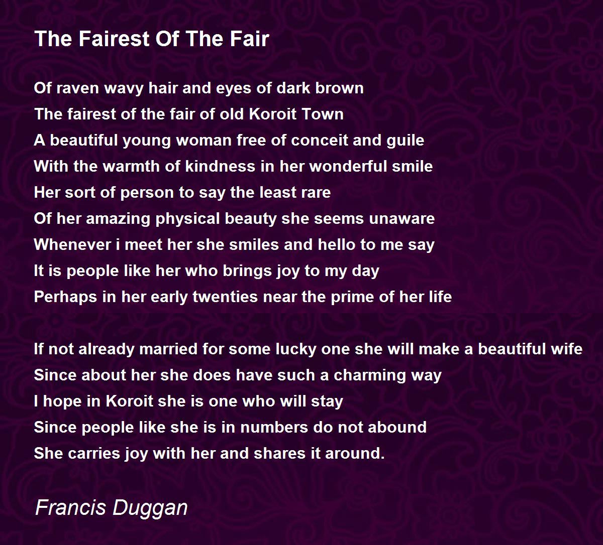 The Fairest Of The Fair - The Fairest Of The Fair Poem by Francis Duggan