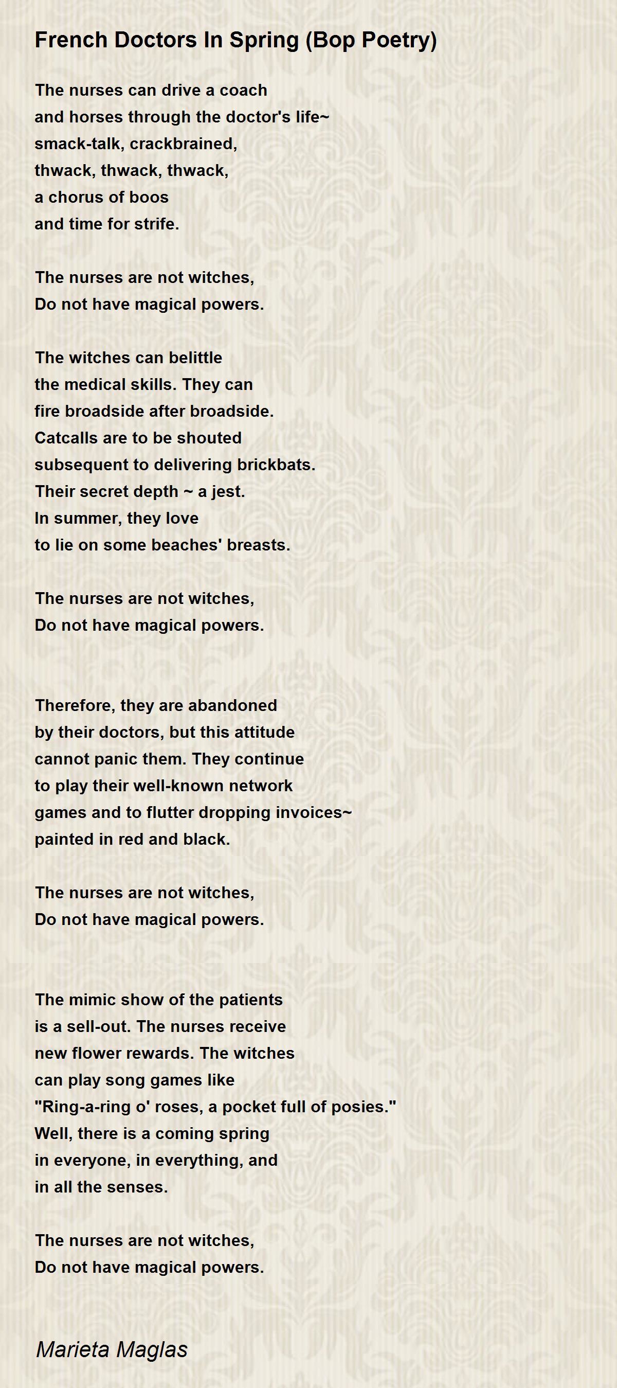 French Doctors In Spring (Bop Poetry) Poem by Marieta Maglas - Poem Hunter