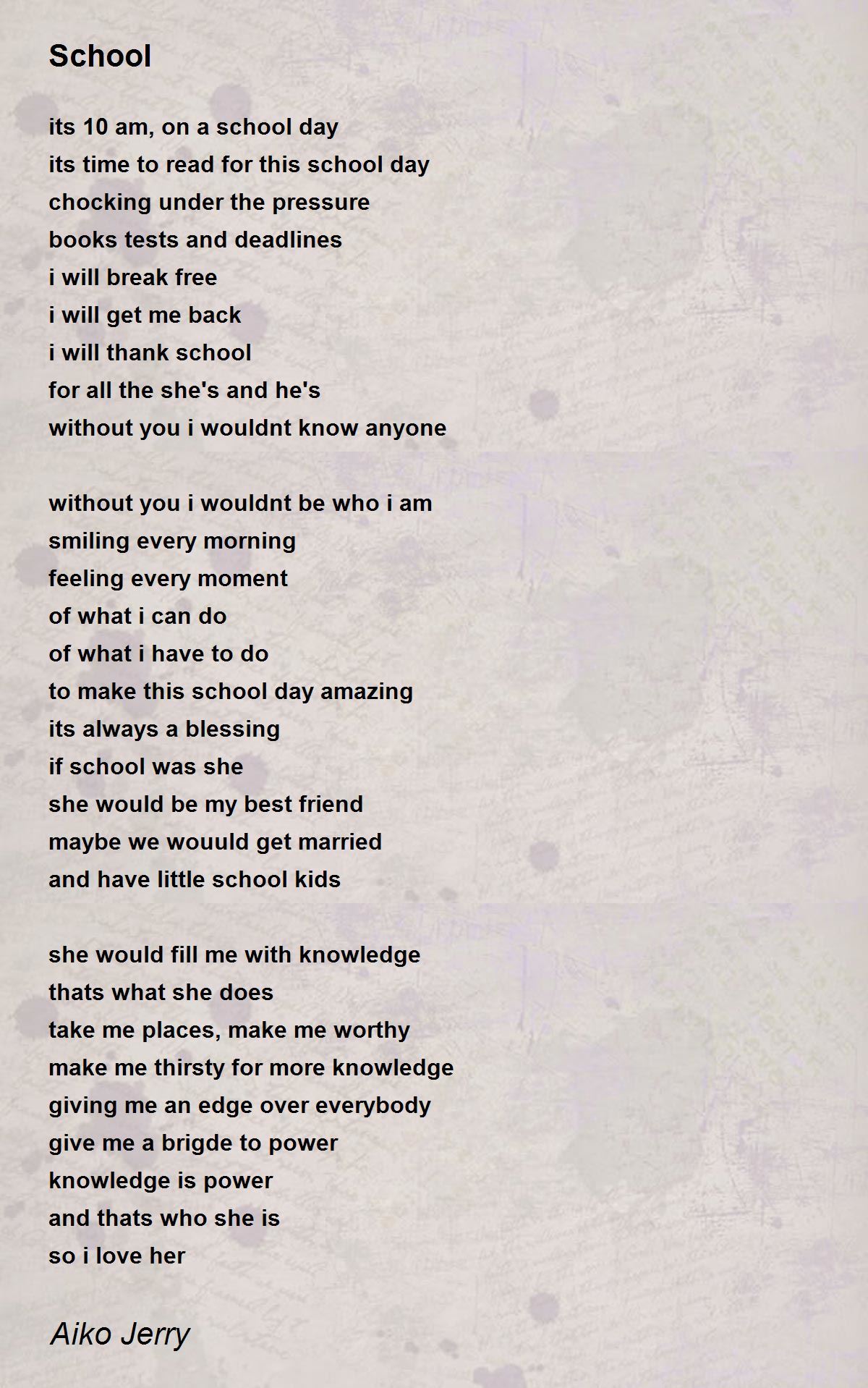 School by Aiko Jerry - School Poem