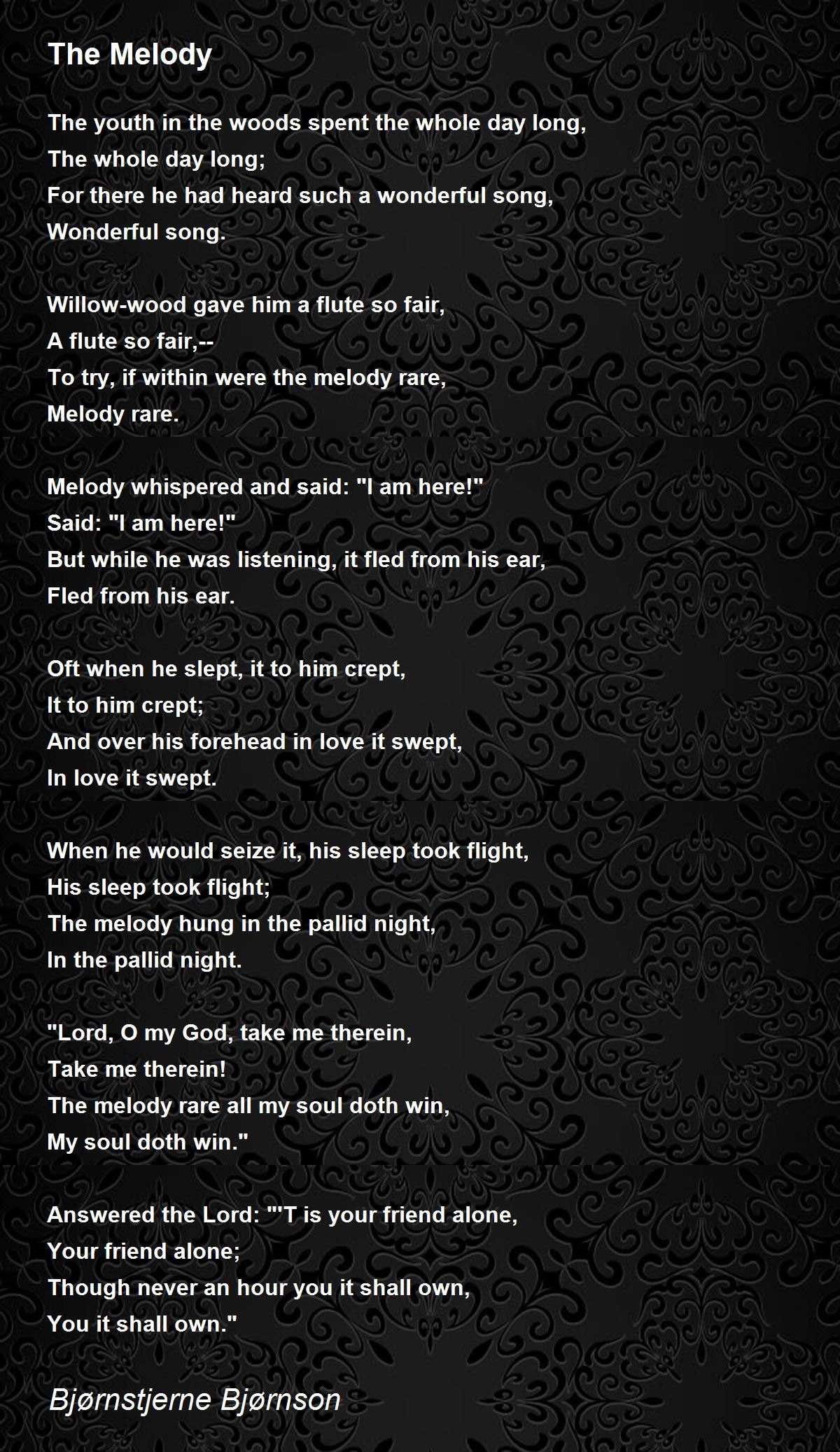 The Melody - The Melody Poem by Bjørnstjerne Bjørnson