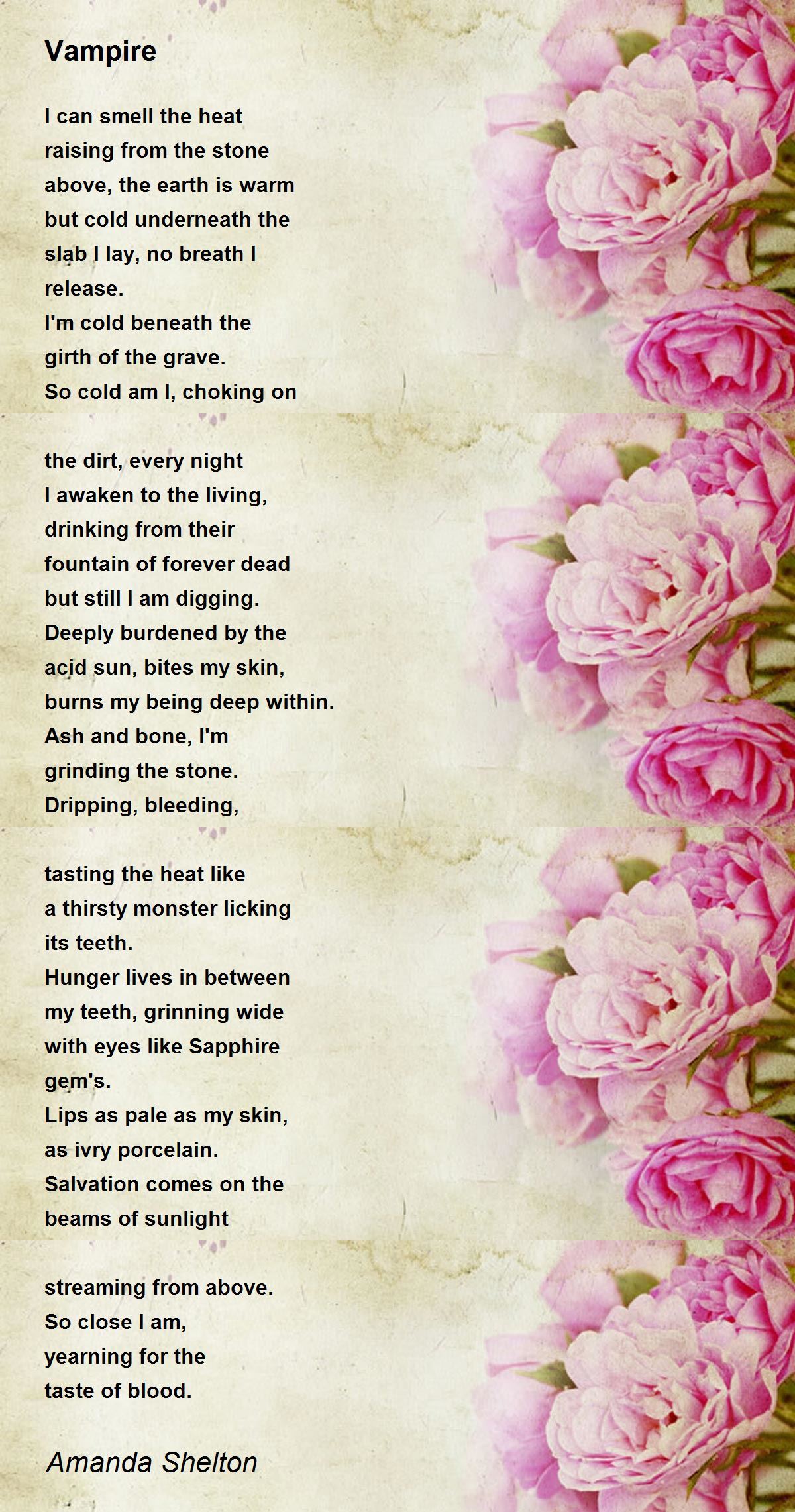 Vampire by Amanda Shelton - Vampire Poem