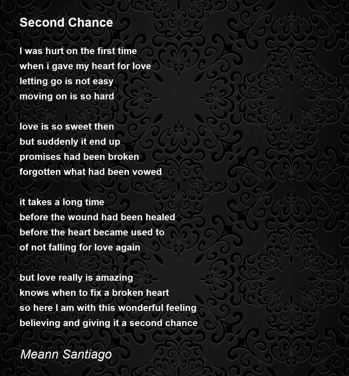 Second Chance - Second Chance Poem by Meann Santiago
