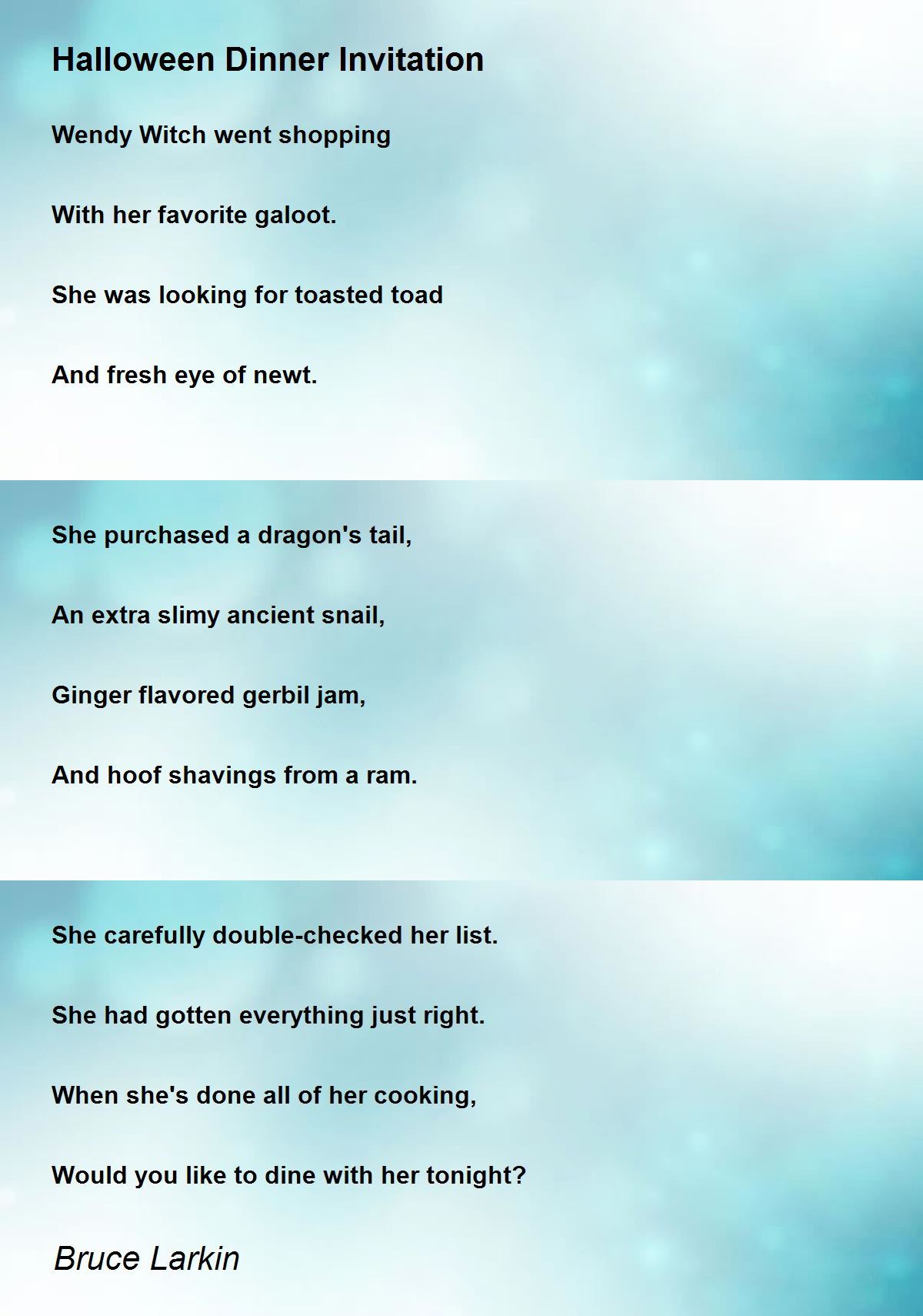 Toddler Halloween Party Invitation Poem