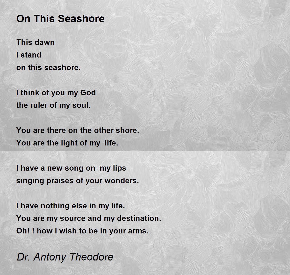 On This Seashore by Dr. Antony Theodore - On This Seashore Poem