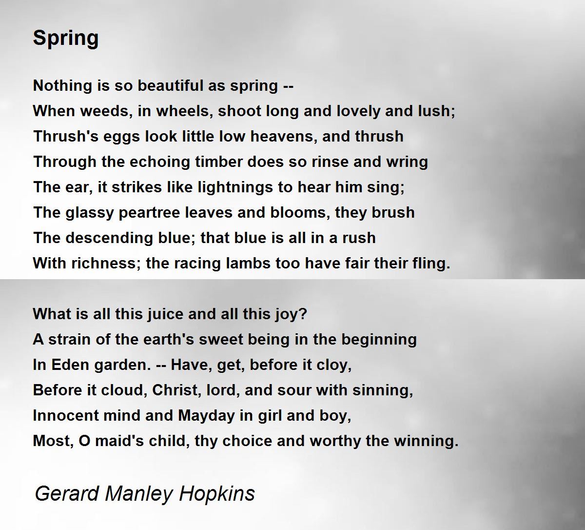 Spring Poem by Gerard Manley Hopkins - Poem Hunter