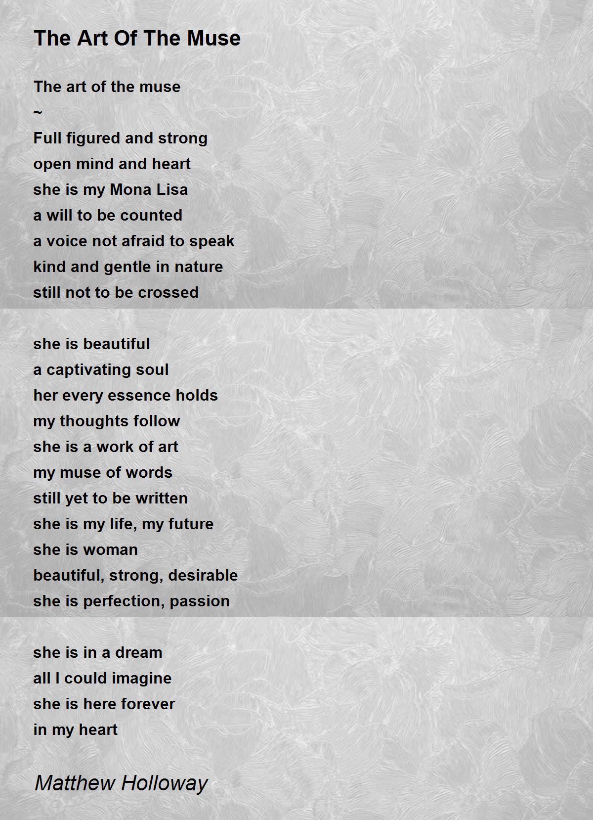 The Art Of The Muse - The Art Of The Muse Poem by Matthew Holloway