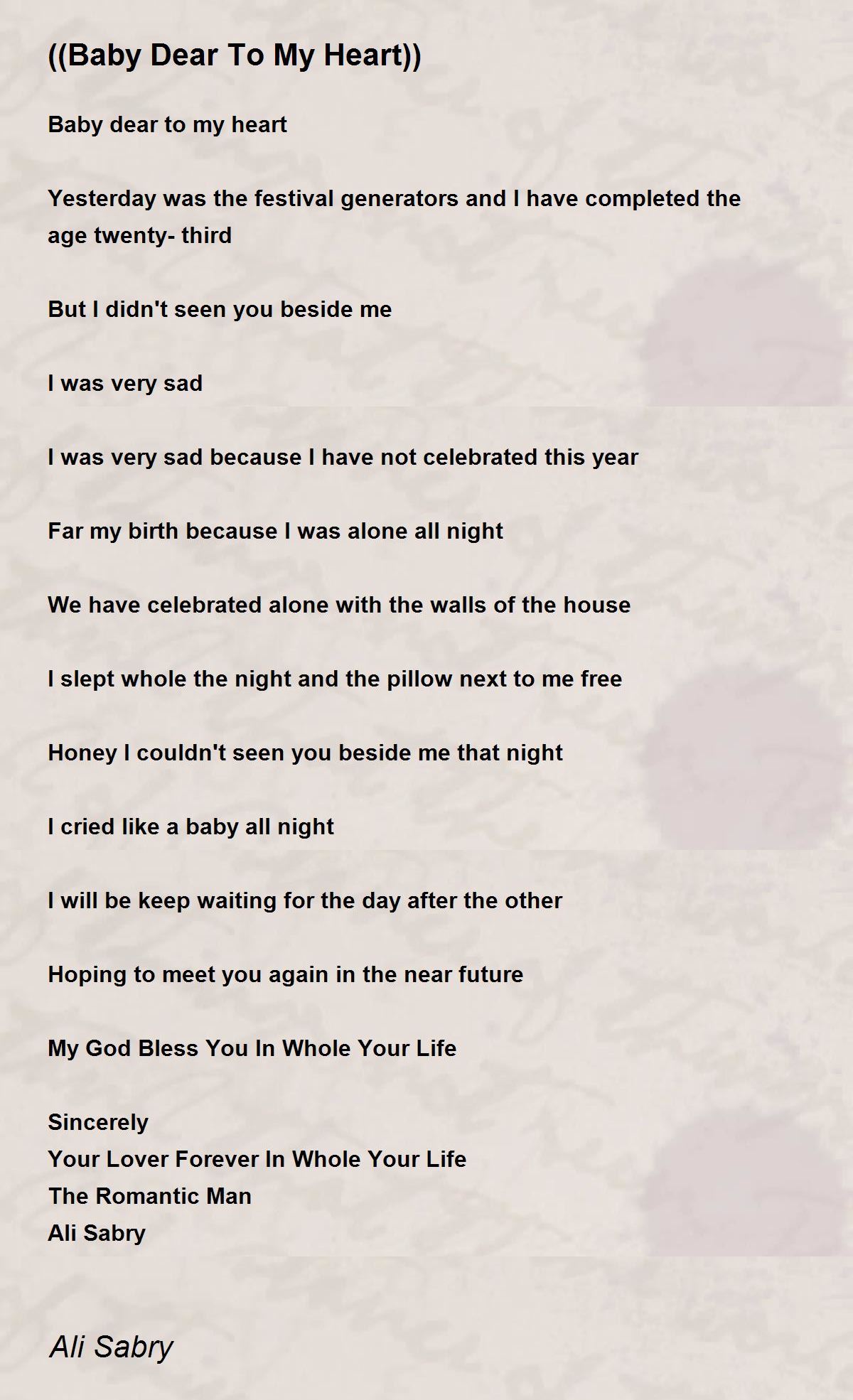 ((Baby Dear To My Heart)) - ((Baby Dear To My Heart)) Poem by Ali Ayoob ...