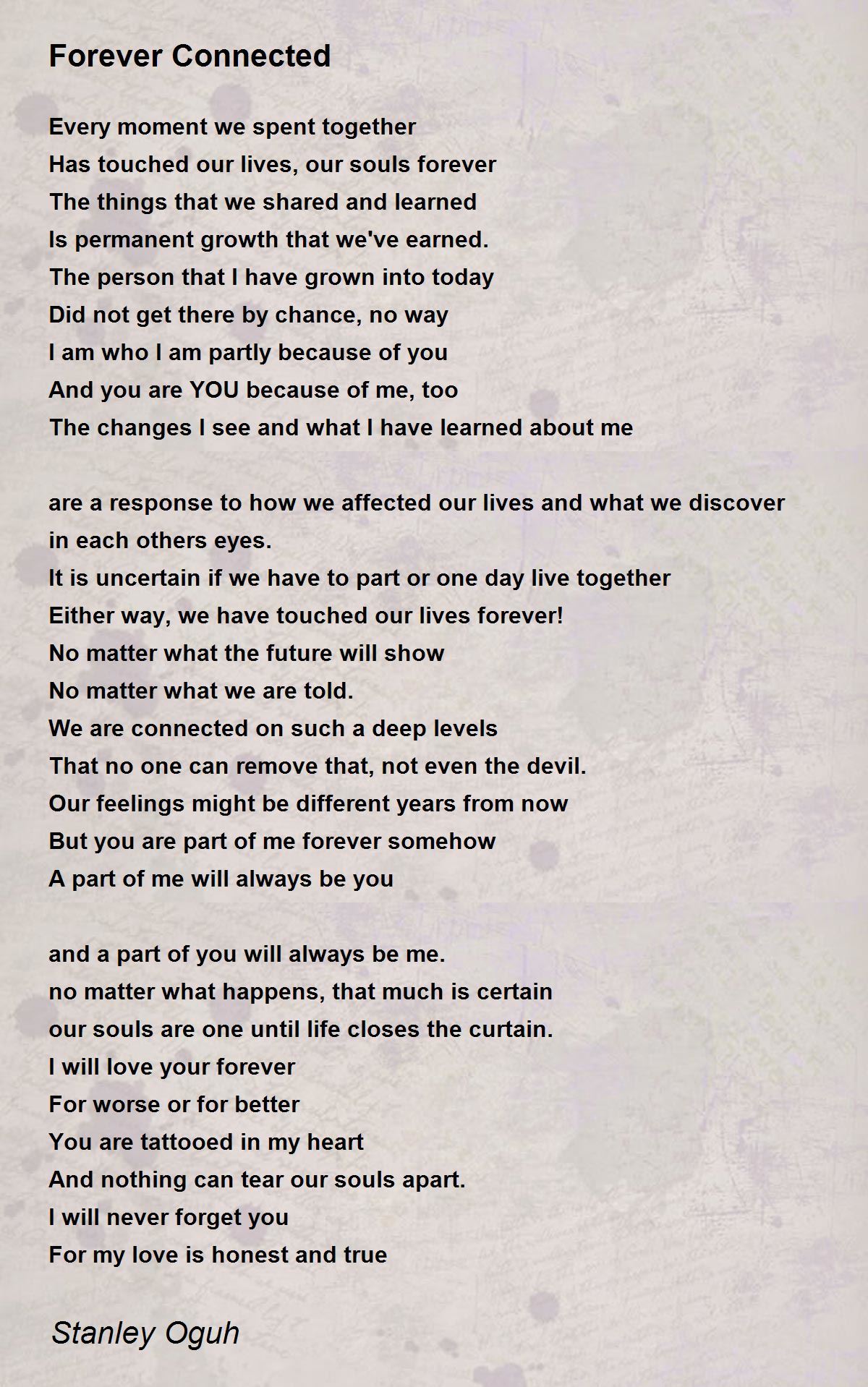 Forever Connected - Forever Connected Poem by Stanley Oguh