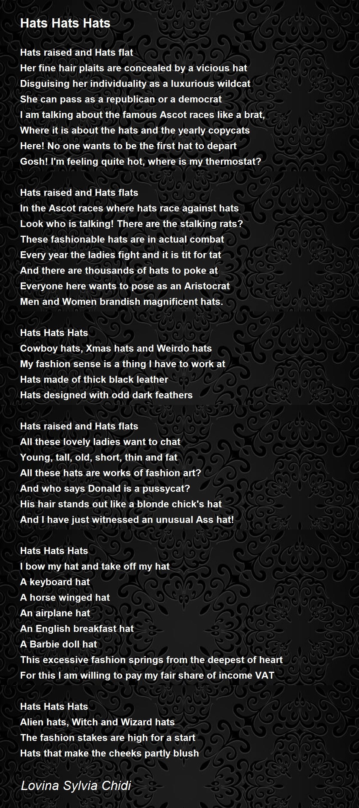 Purple Dress And Red Hat Poem at Christy Calvin blog