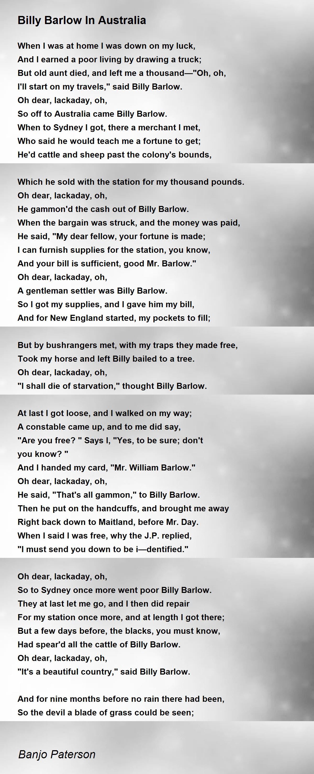 Banjo Paterson Poems About Australia at Kai Haddon blog