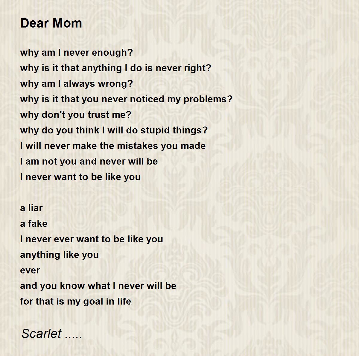 Mommy Dearest Poem