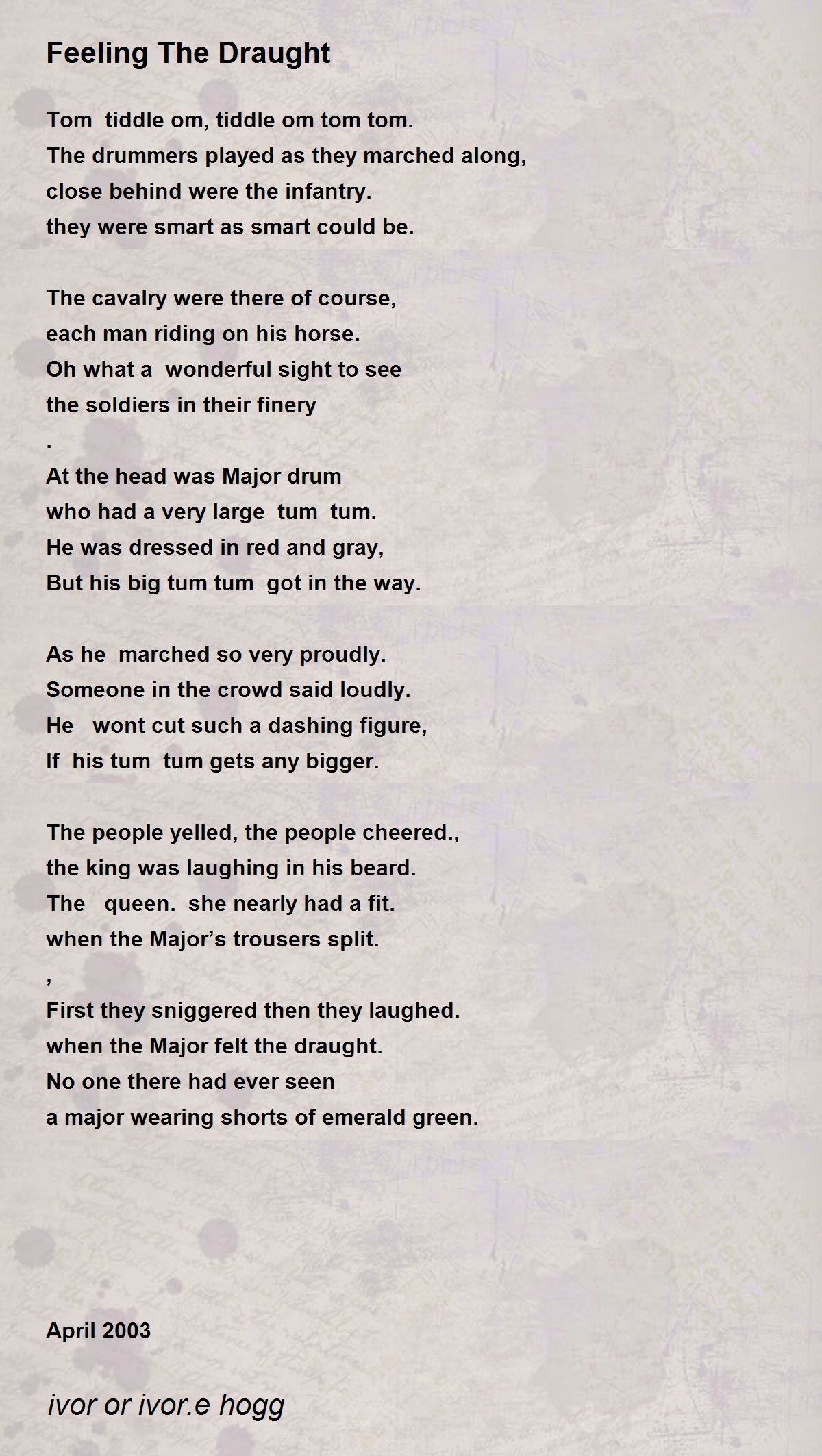 Feeling The Draught Poem by ivor or ivor.e hogg - Poem Hunter