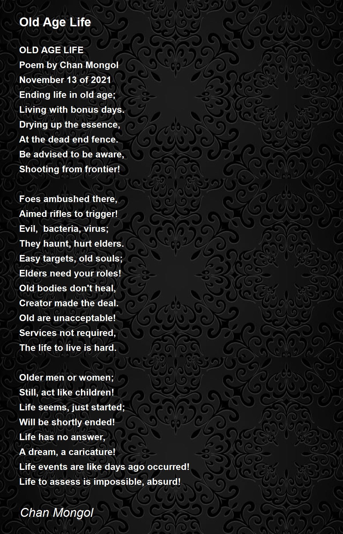 Poems About Old Age | Poèmes Sur L’Âge – PQRD