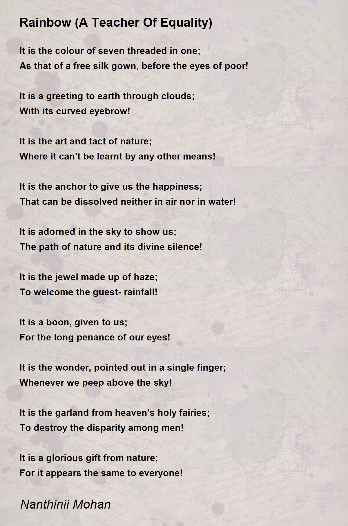 Rainbow (A Teacher Of Equality) - Rainbow (A Teacher Of Equality) Poem ...