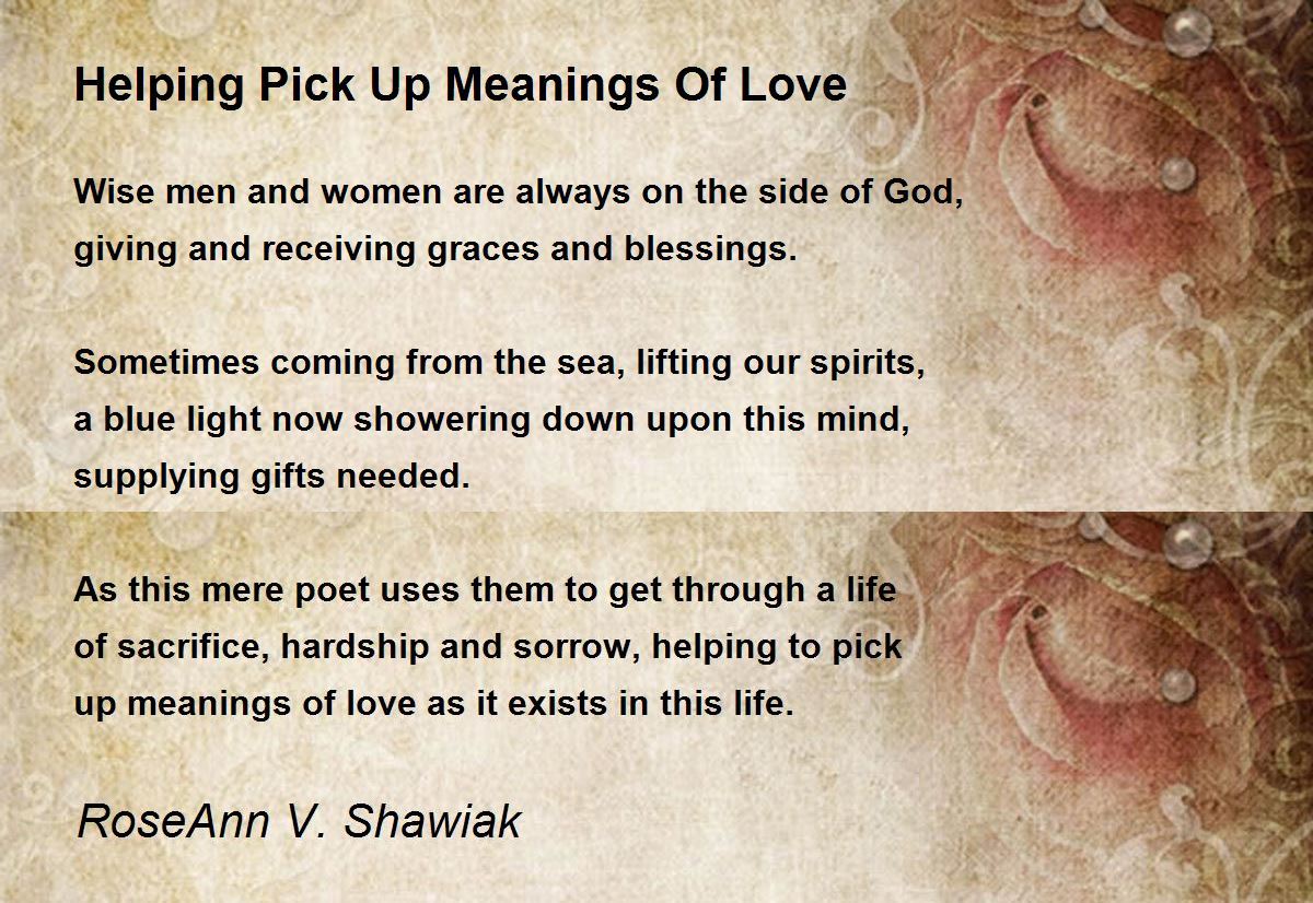 Helping Pick Up Meanings Of Love Helping Pick Up Meanings Of Love