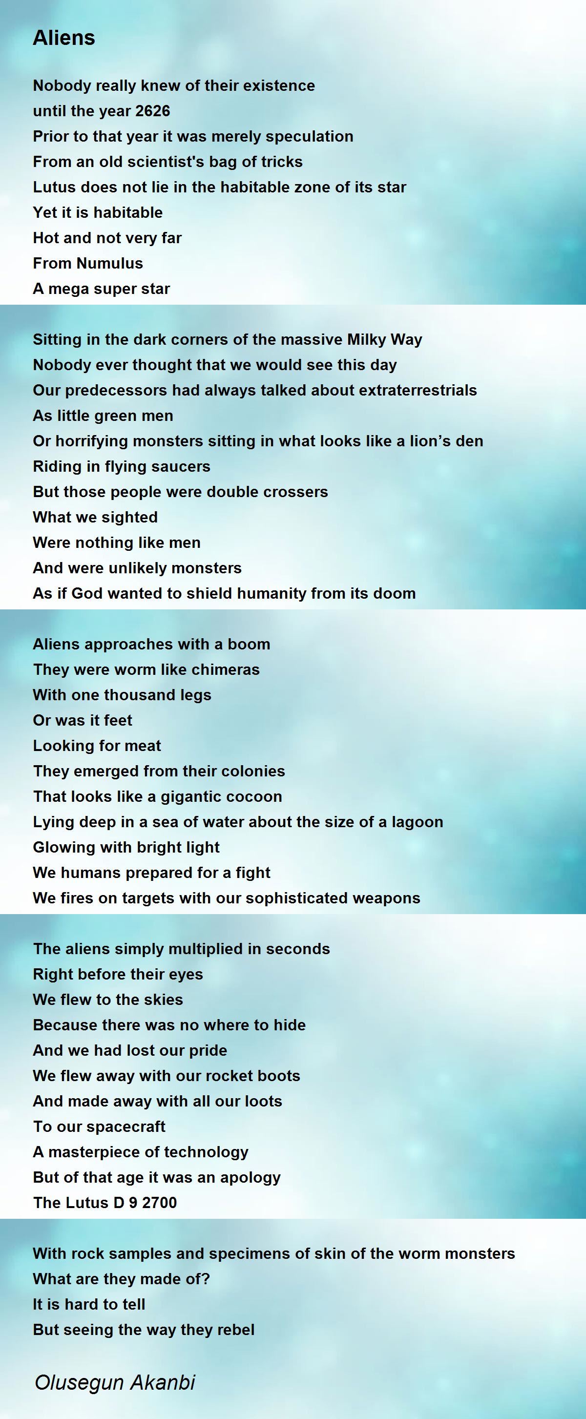 Aliens - Aliens Poem by Olusegun Akanbi