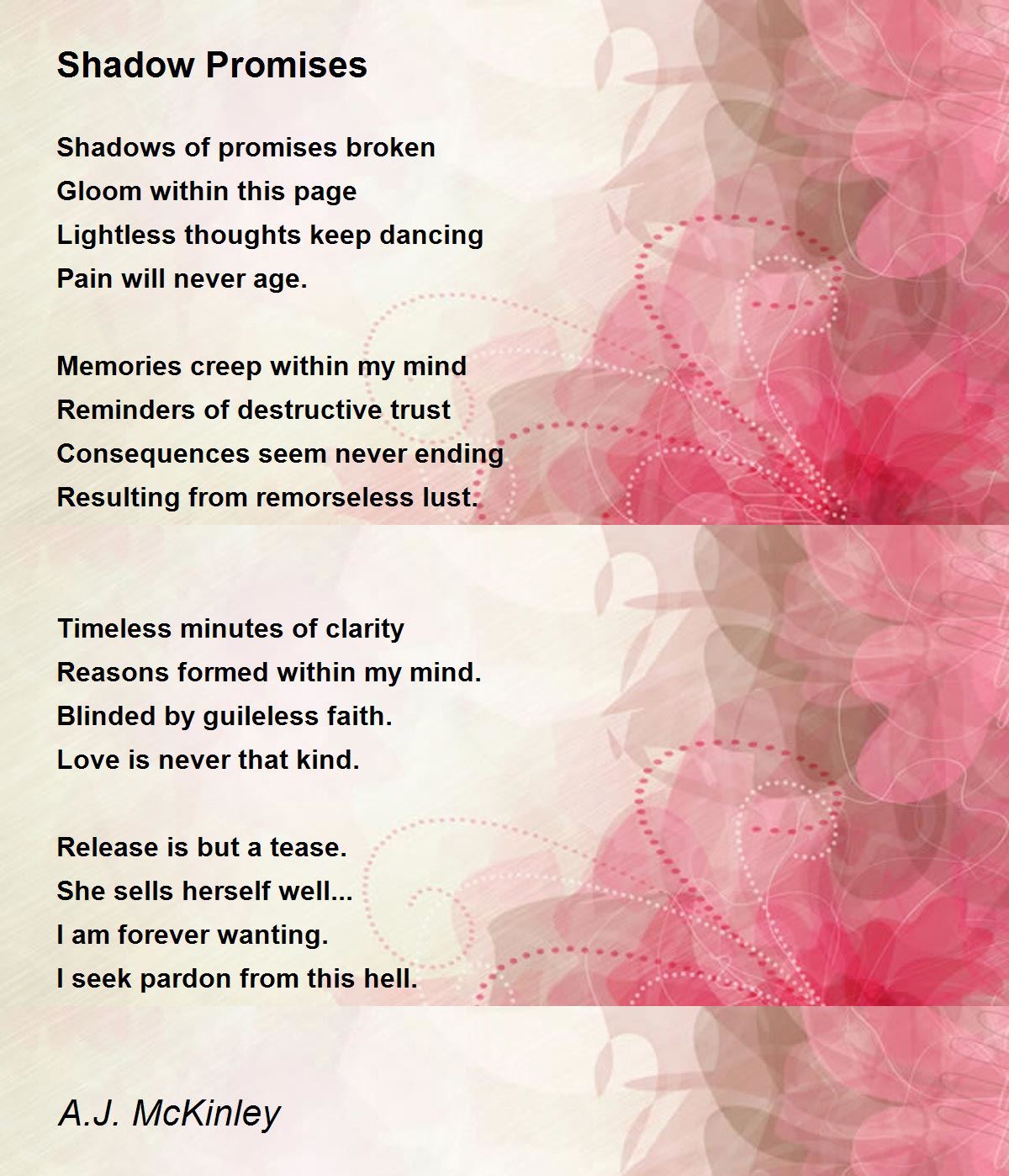 Shadow Promises by A.J. McKinley - Shadow Promises Poem