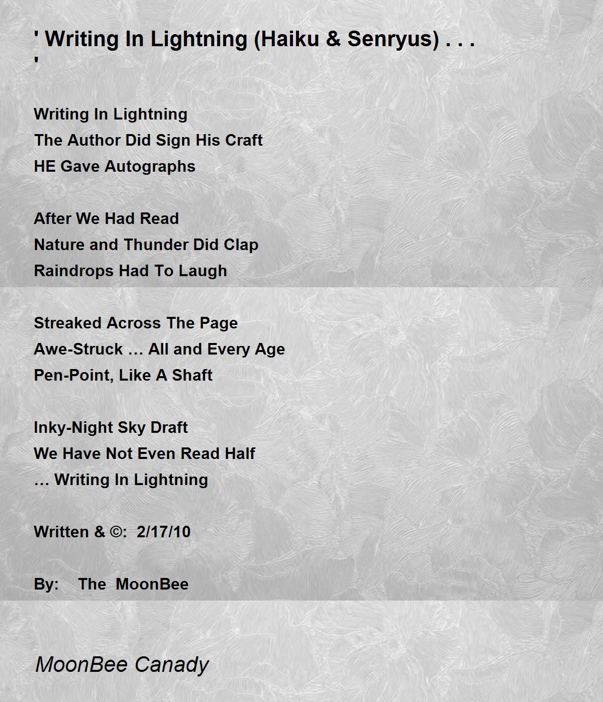 Haiku Poem About Lightning | Shelly Lighting