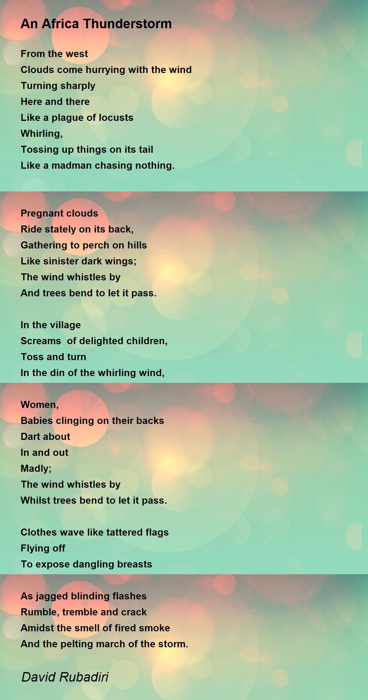 An Africa Thunderstorm Poem by David Rubadiri - Poem Hunter