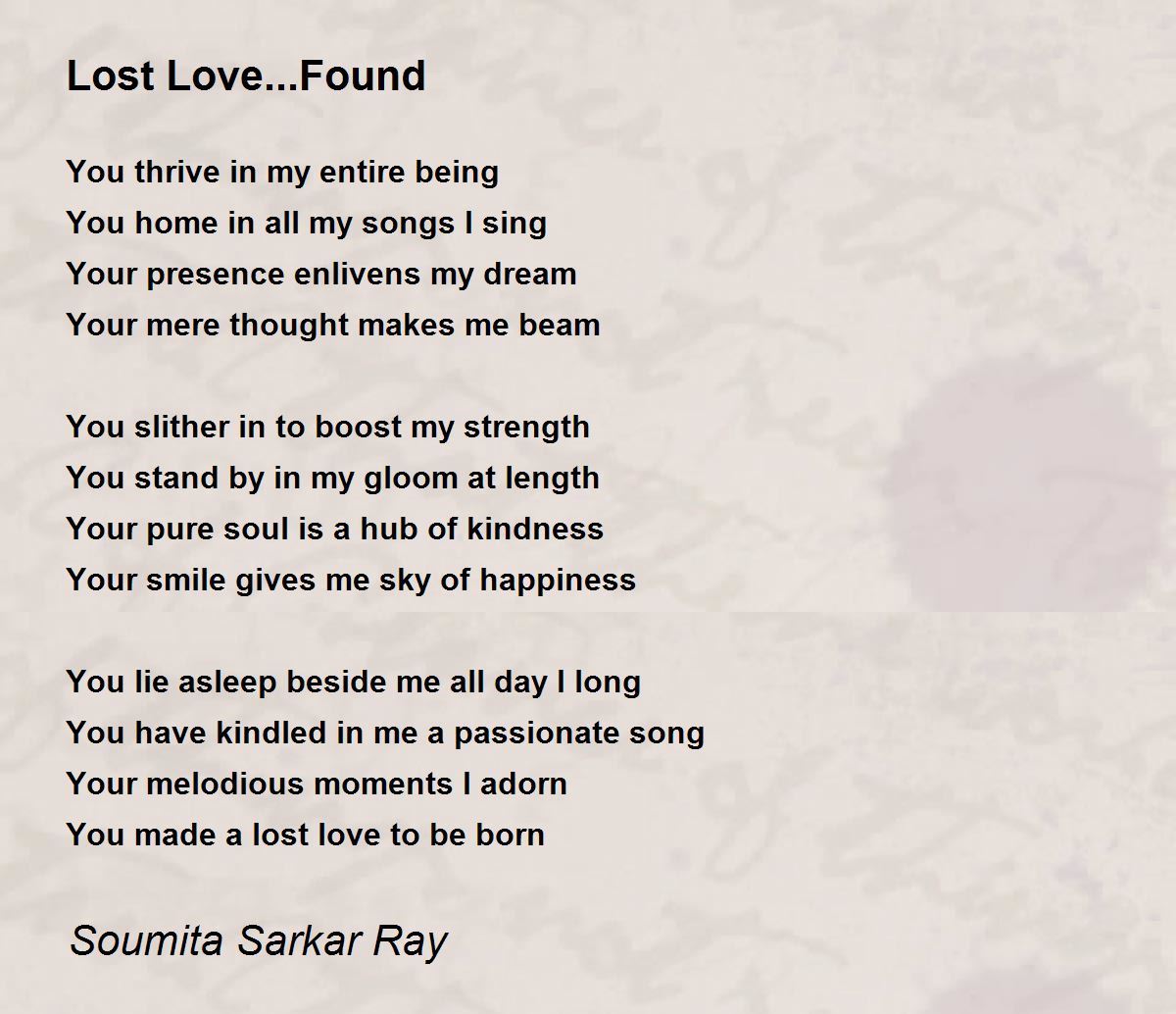 Lost Love...Found - Lost Love...Found Poem by Soumita Sarkar