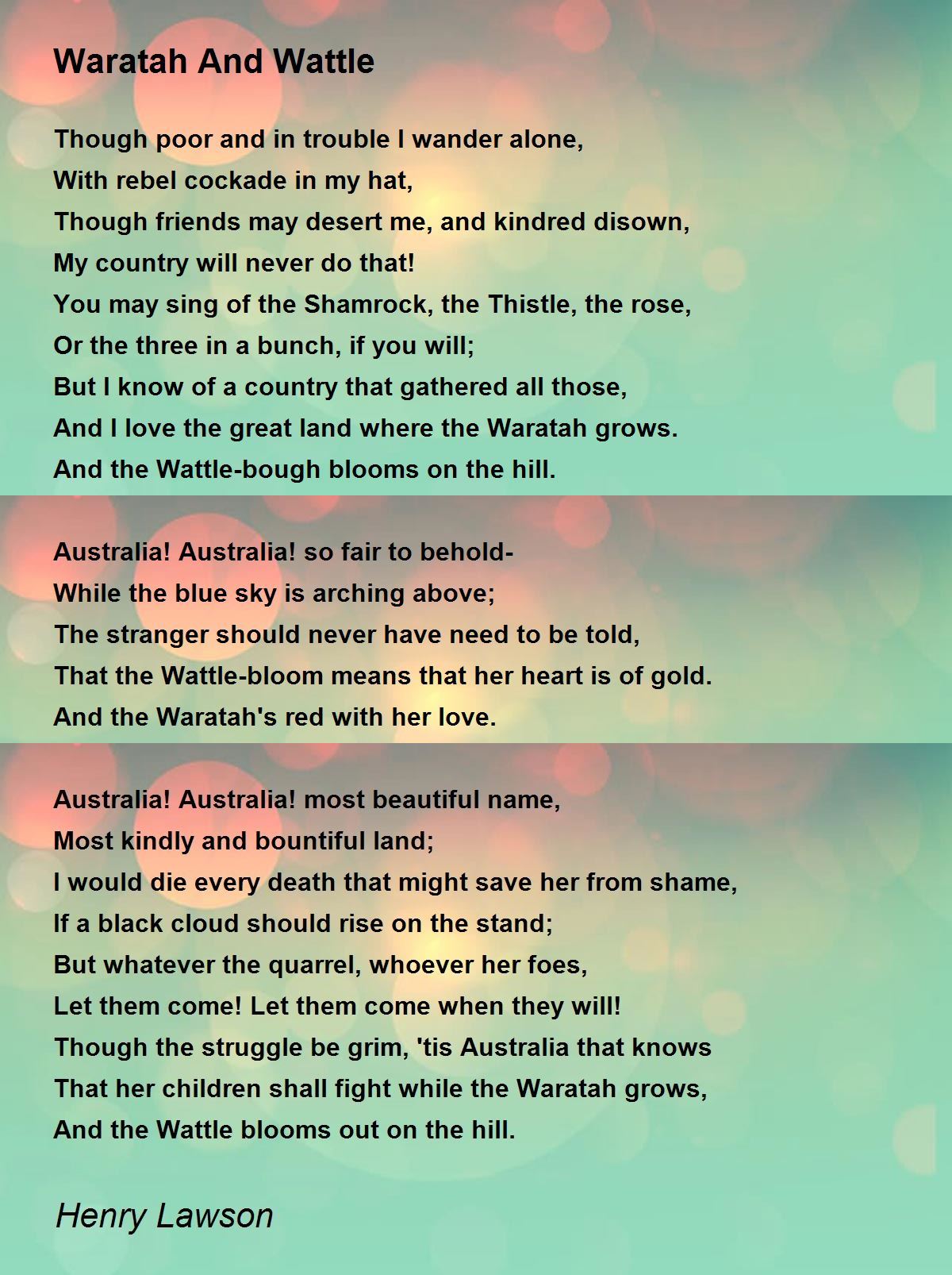 Waratah And Wattle Poem by Henry Lawson - Poem Hunter